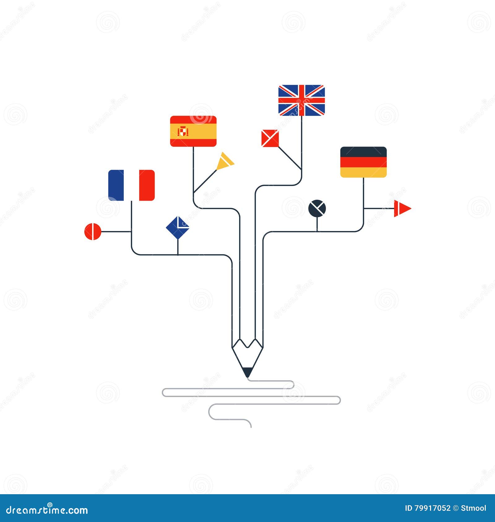 International Language Courses Advertising Concept. Fluent Speaking ...