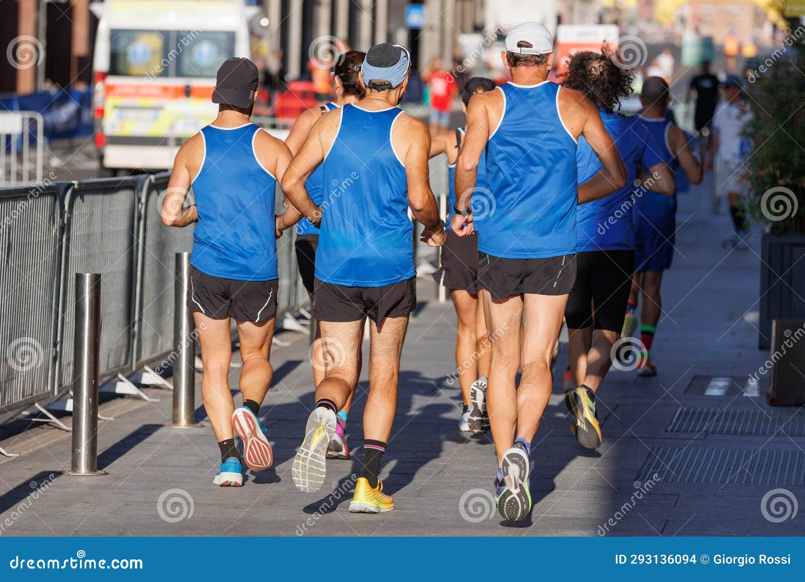 International Marathon Running Race, Rear View of Running Man Editorial ...