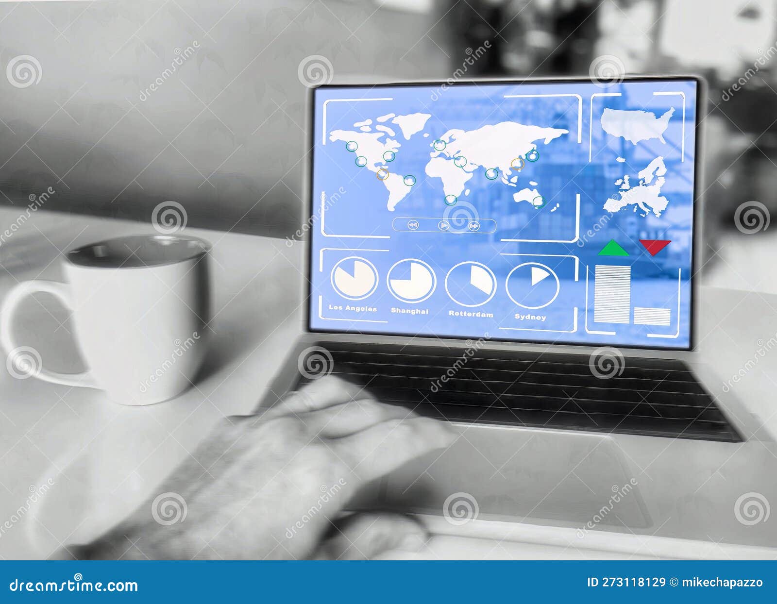 Maritime Shipping Monitored on a Screen Stock Image - Image of global ...