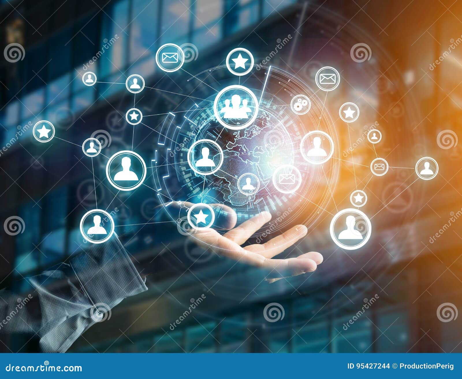 International Network Displayed on a Futuristic Interface with G Stock ...