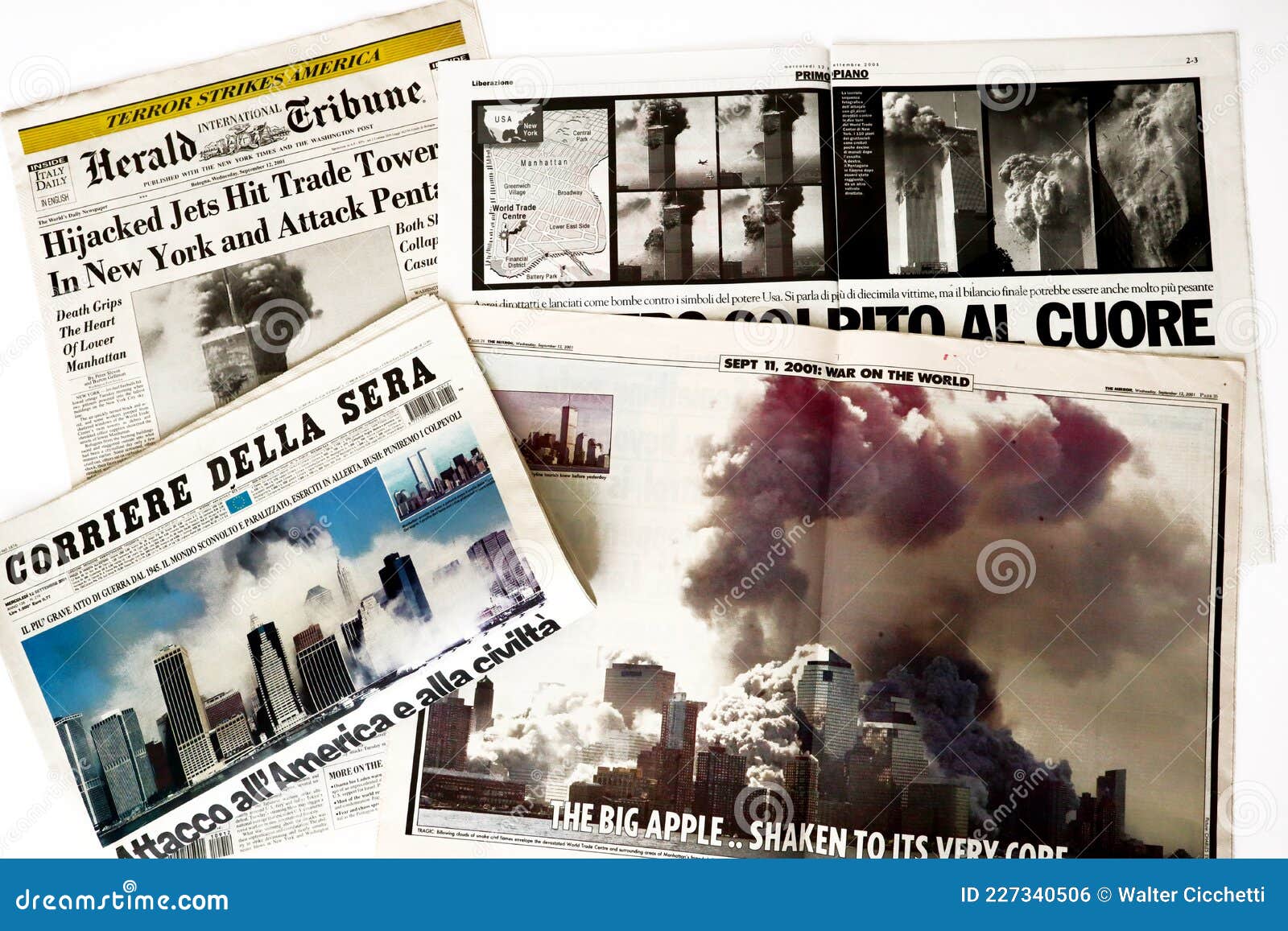 International Newspapers Headlines about 9/11 2001 Attack Editorial ...