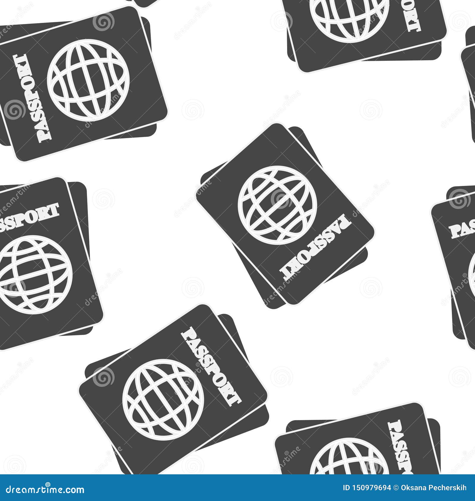 International Passport Vector Illustration Seamless Pattern on a White ...