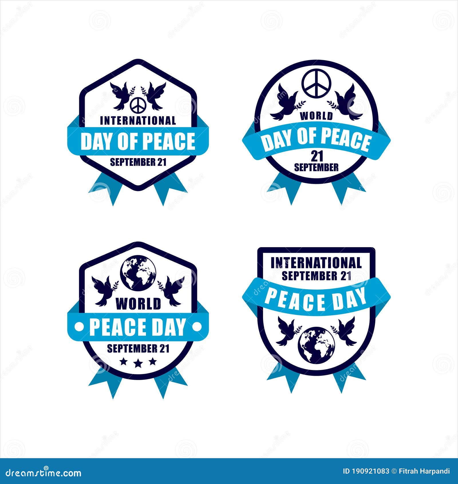 International Peace Day Badge Vector Collection Stock Vector ...