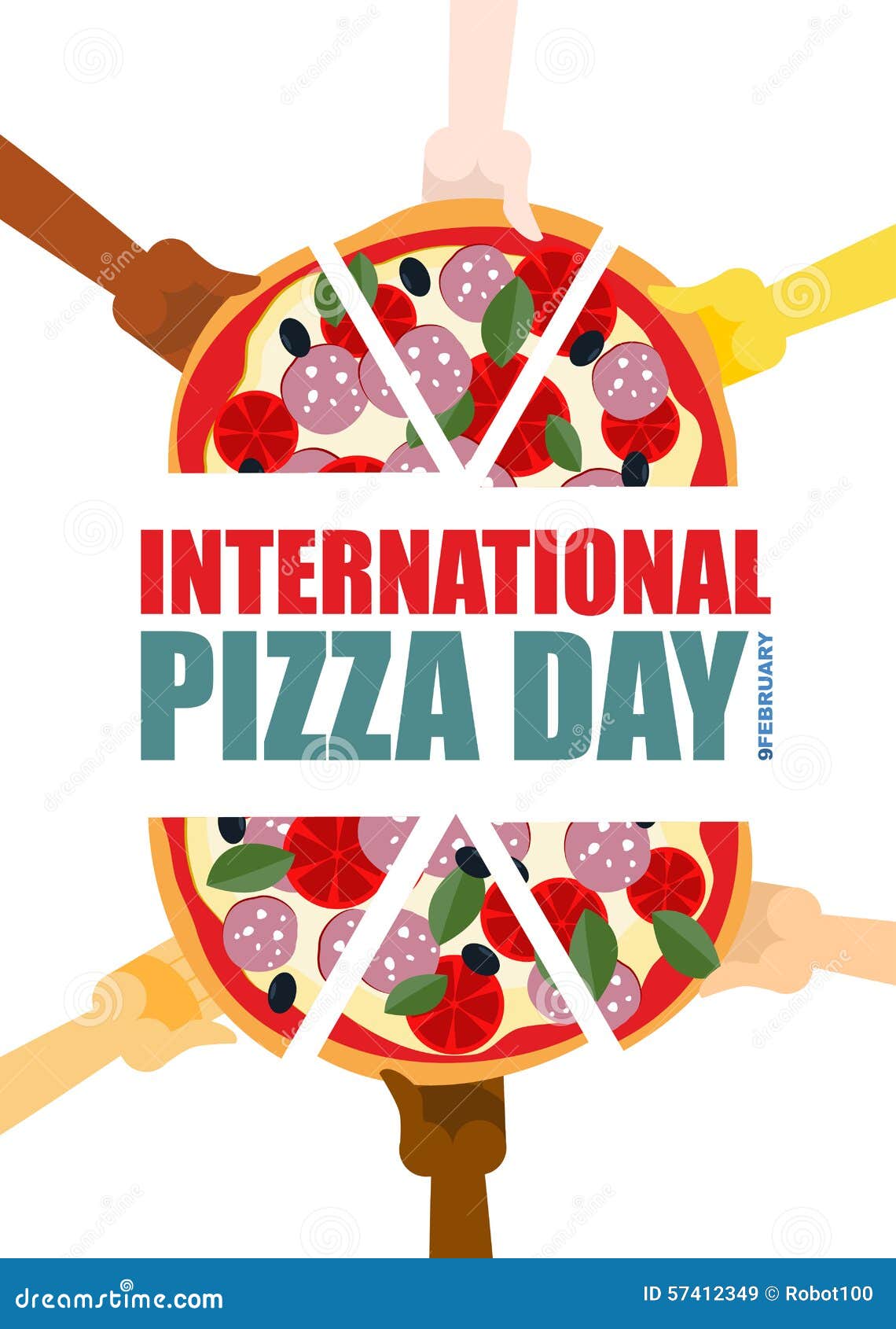 International Pizza Day. Hand Hold Pieces of Pizza Stock Vector ... International Pizza Day. Hand Hold Pieces of Pizza Stock Vector ...