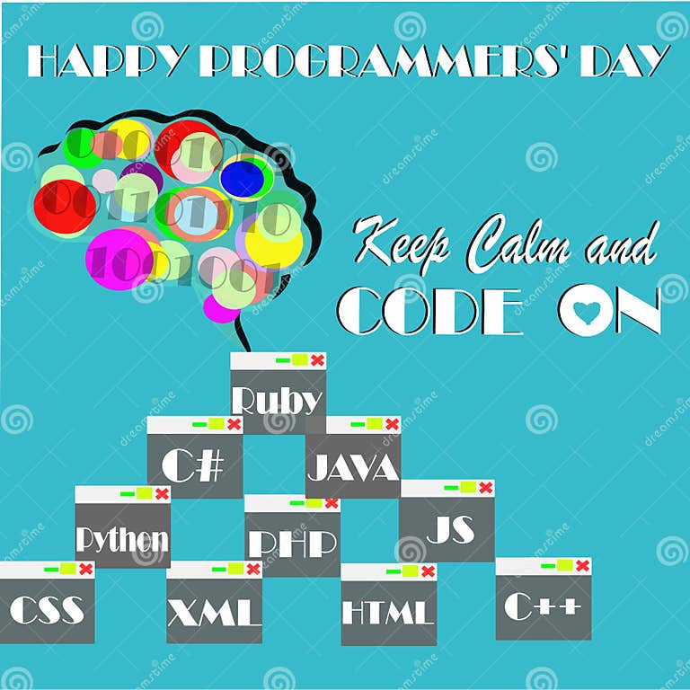 International Programmers` Day Illustration. Day of the Programmer Communities. Programming ...
