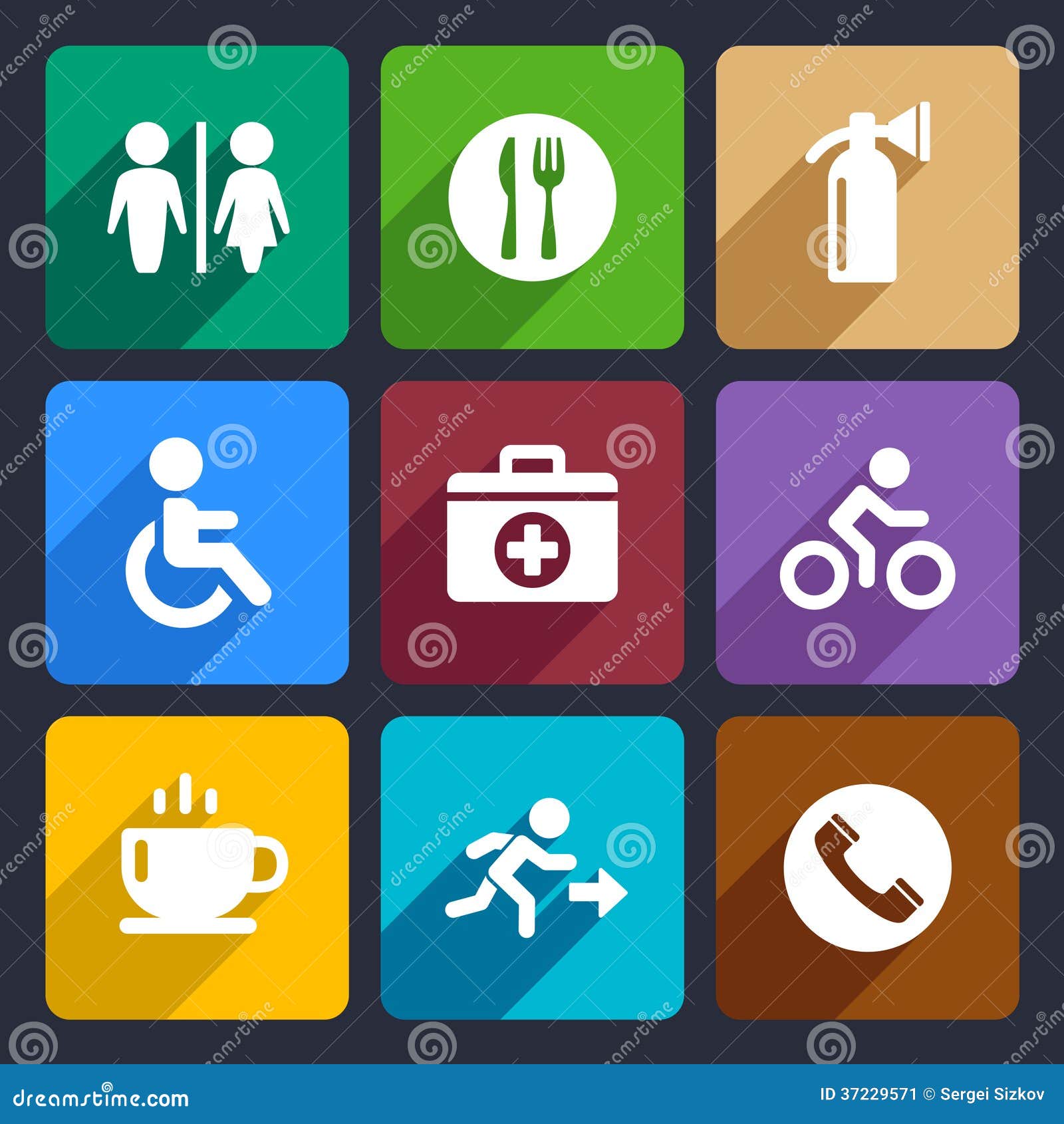 International Service Signs Flat Icons Set 39 Stock Vector ...