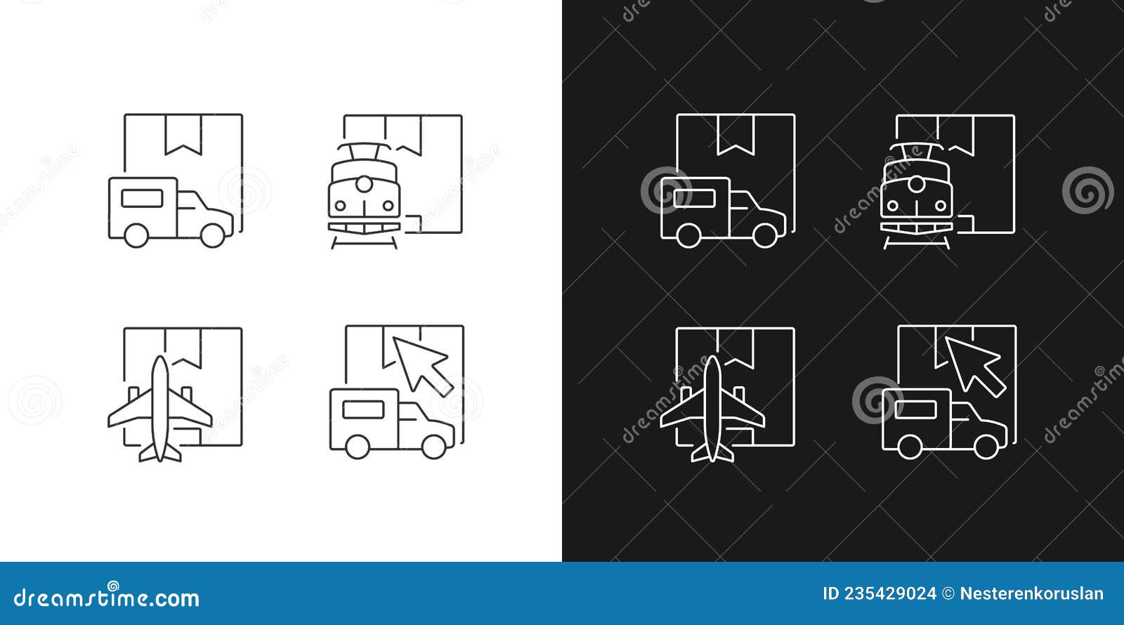 International Shipment Documents Linear Icons Set for Dark and Light ...
