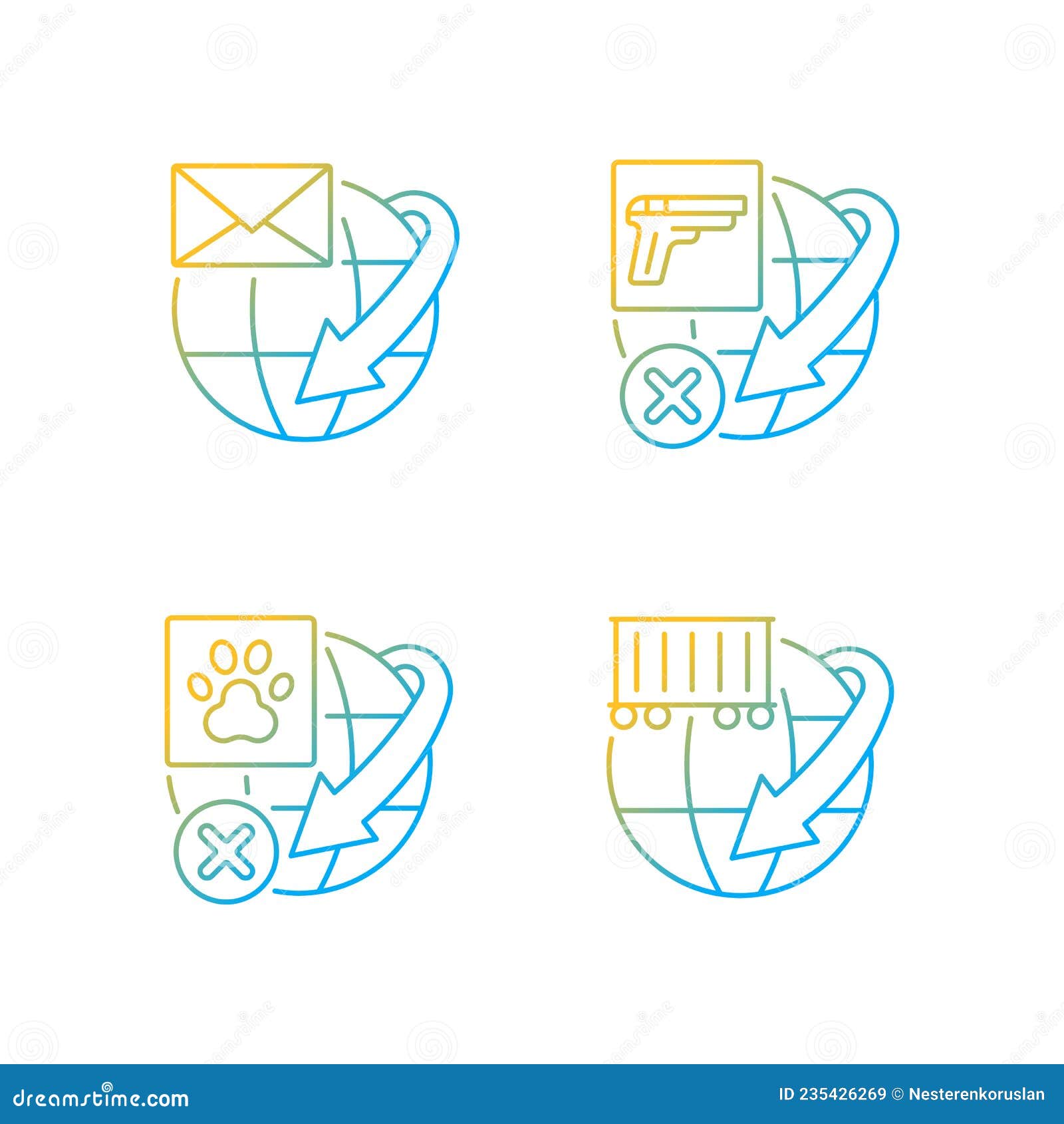International Shipment Service Rules Gradient Linear Vector Icons Set ...