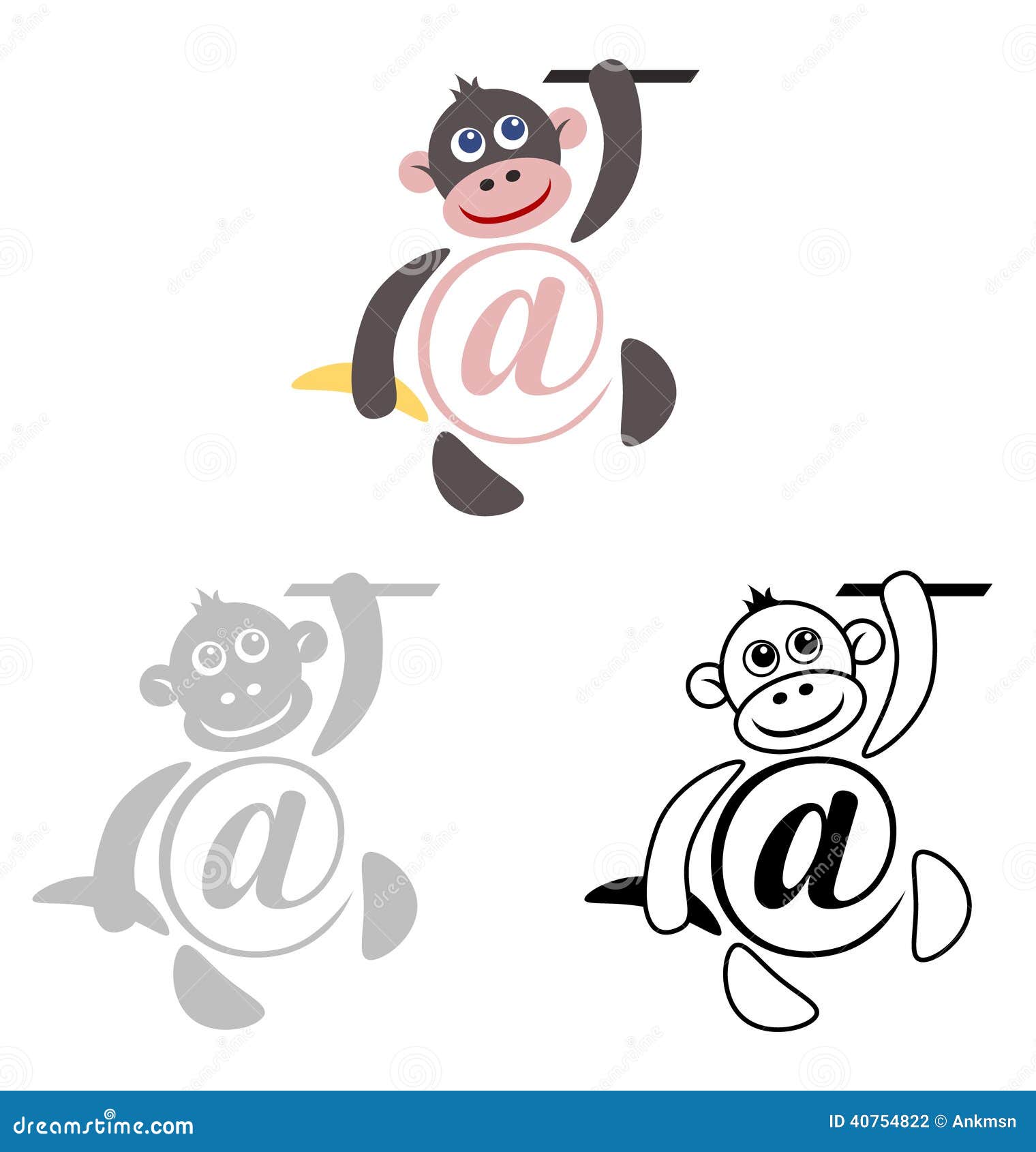 International Sign Email, Animals Monkey Stock Vector - Illustration of ...
