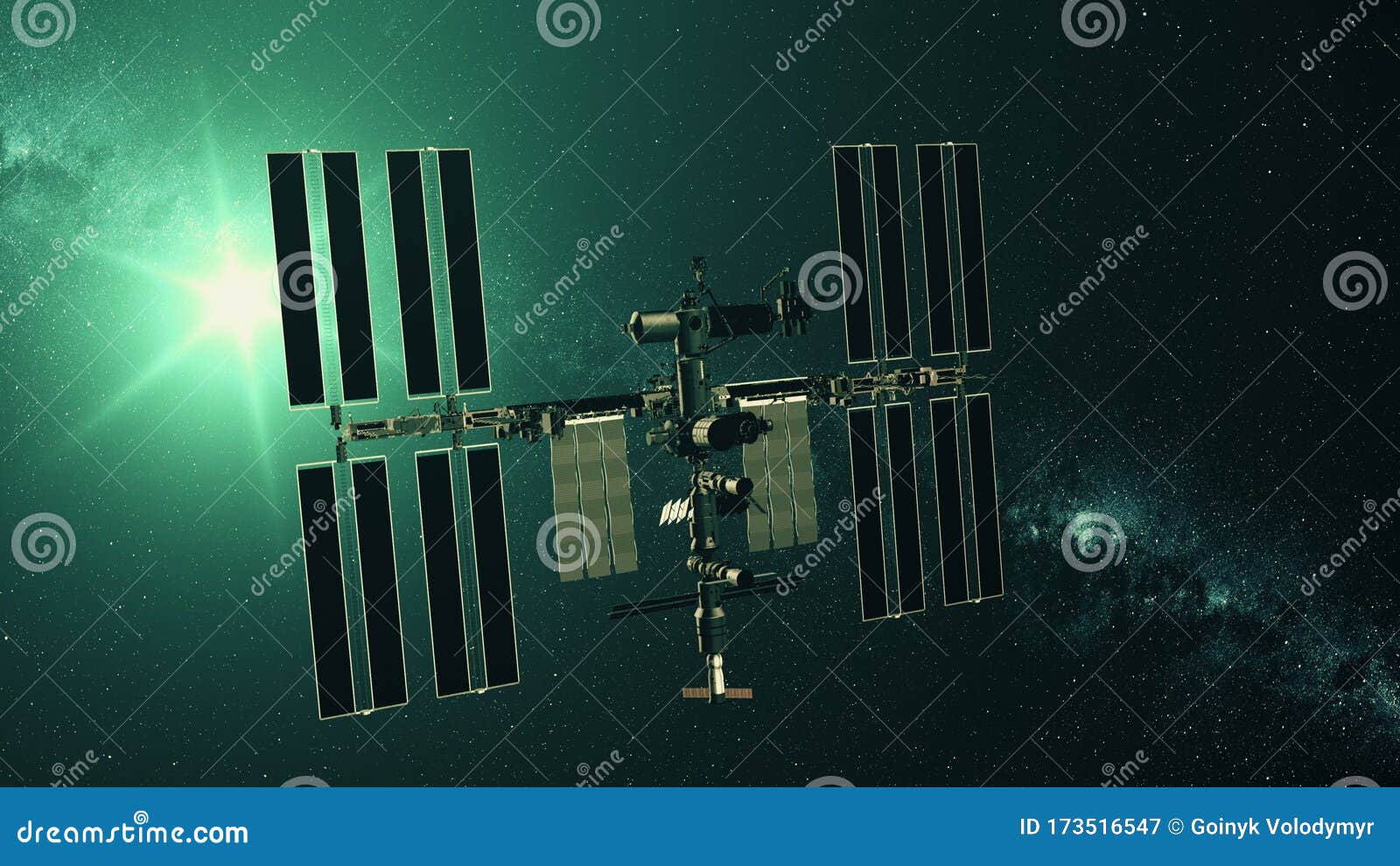 International Space Station Charging Solar Battery Stock Illustration ...