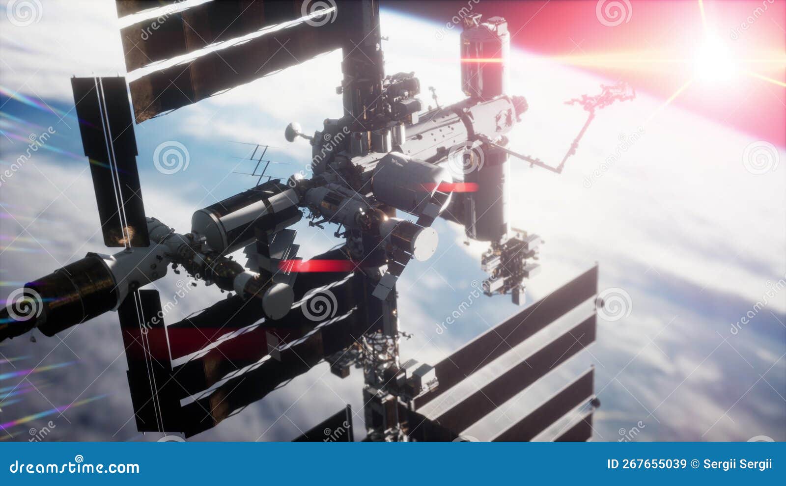 International Space Station ISS Floating in Orbit Above Planet Earth ...