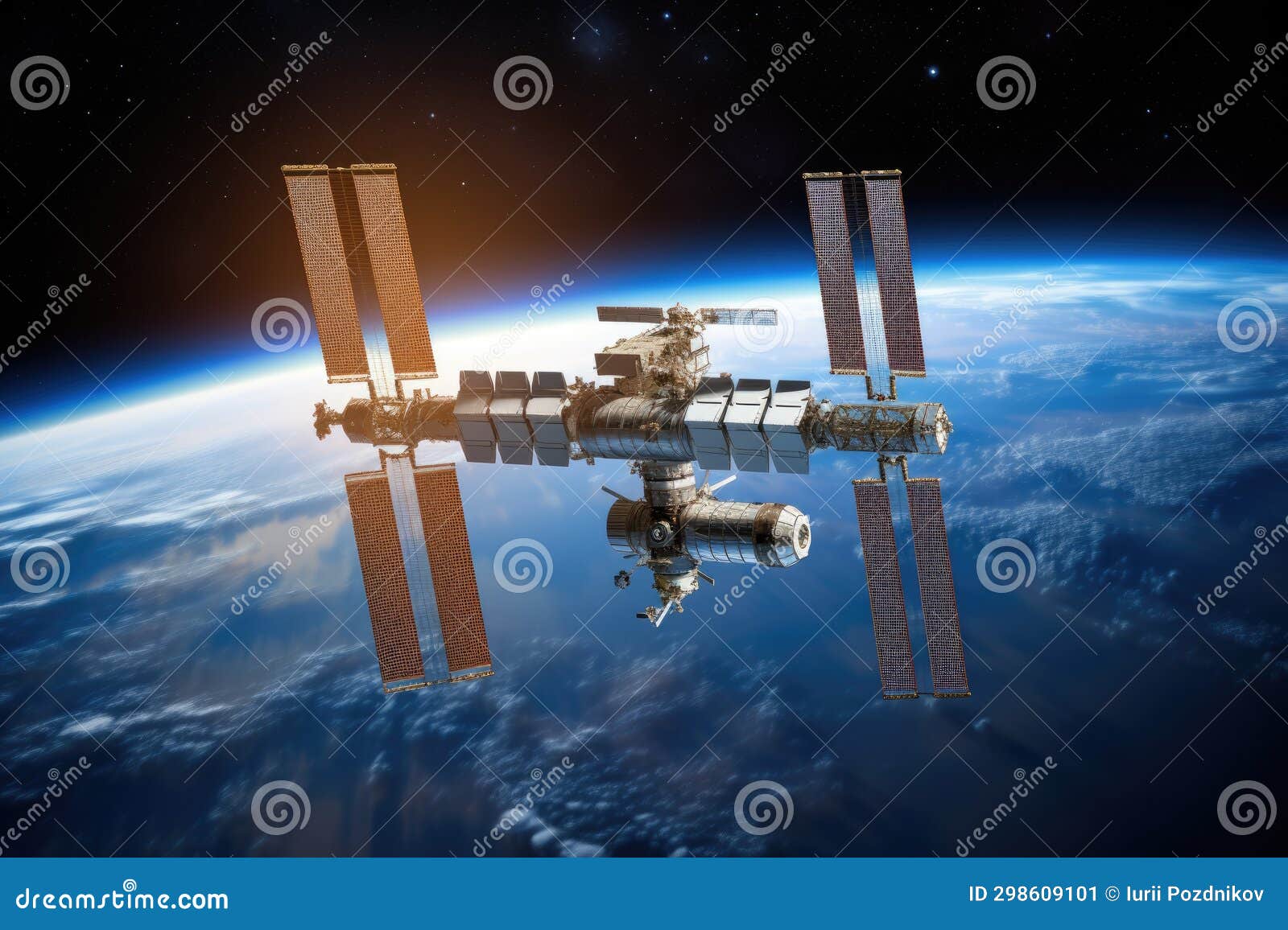 International Space Station (ISS) Orbiting Earth in Outer Space ...