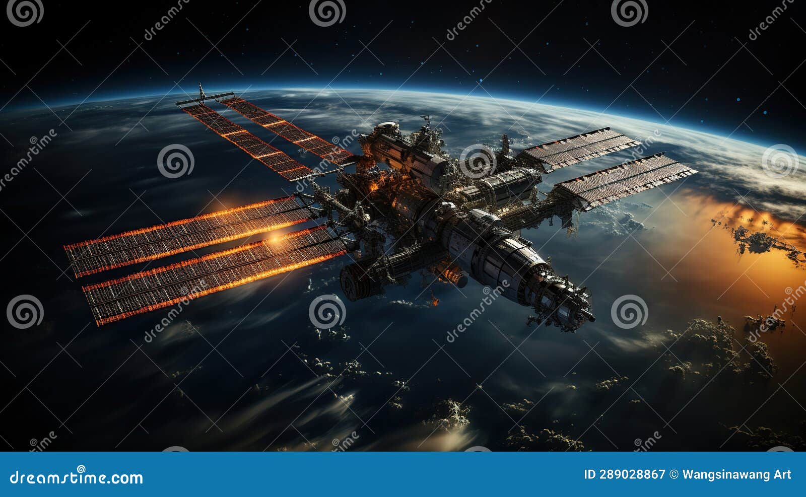 International Space Station on Orbit of Earth Planet Stock Image ...