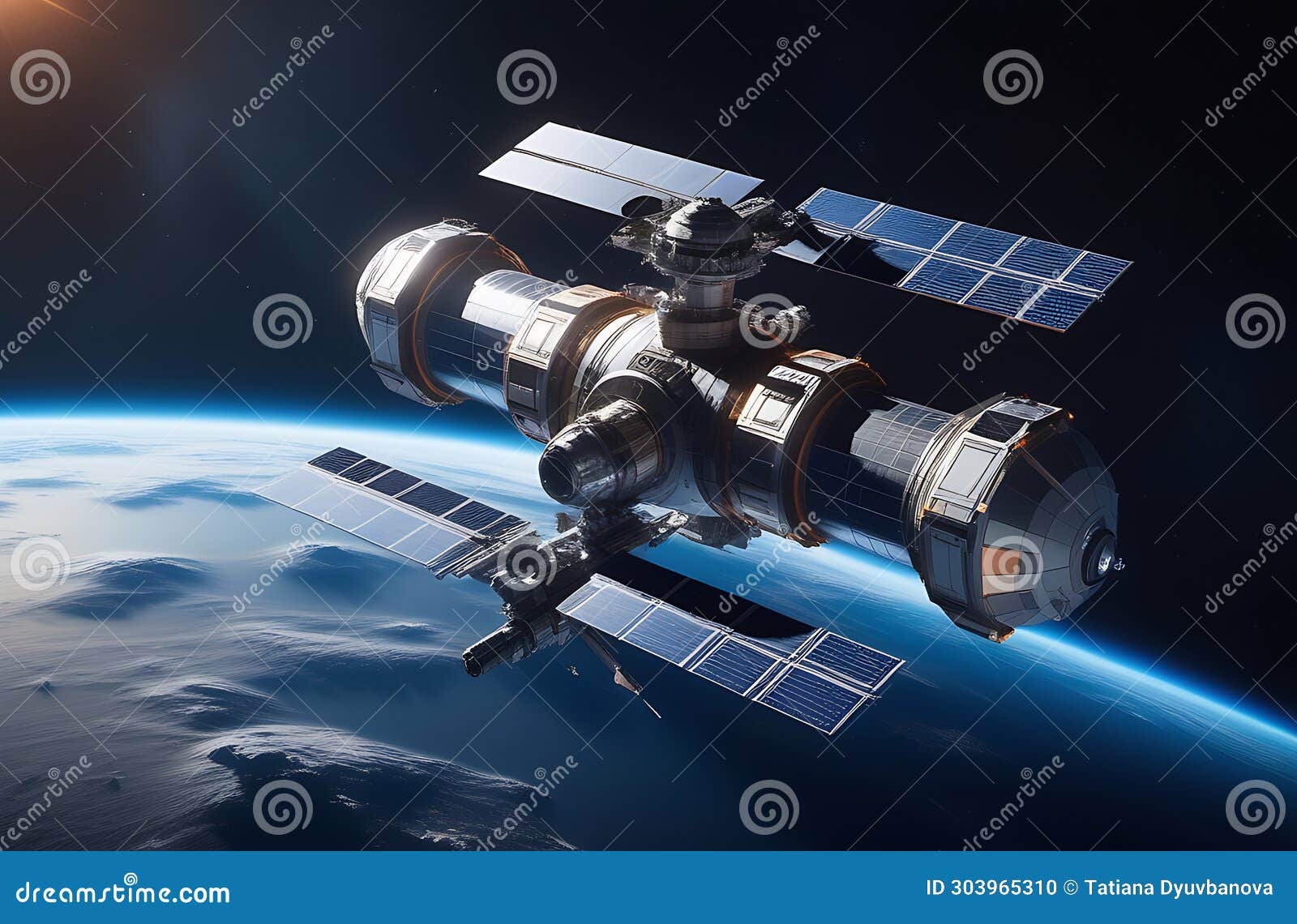 International Space Station Orbiting Earth Stock Photo - Image of ...