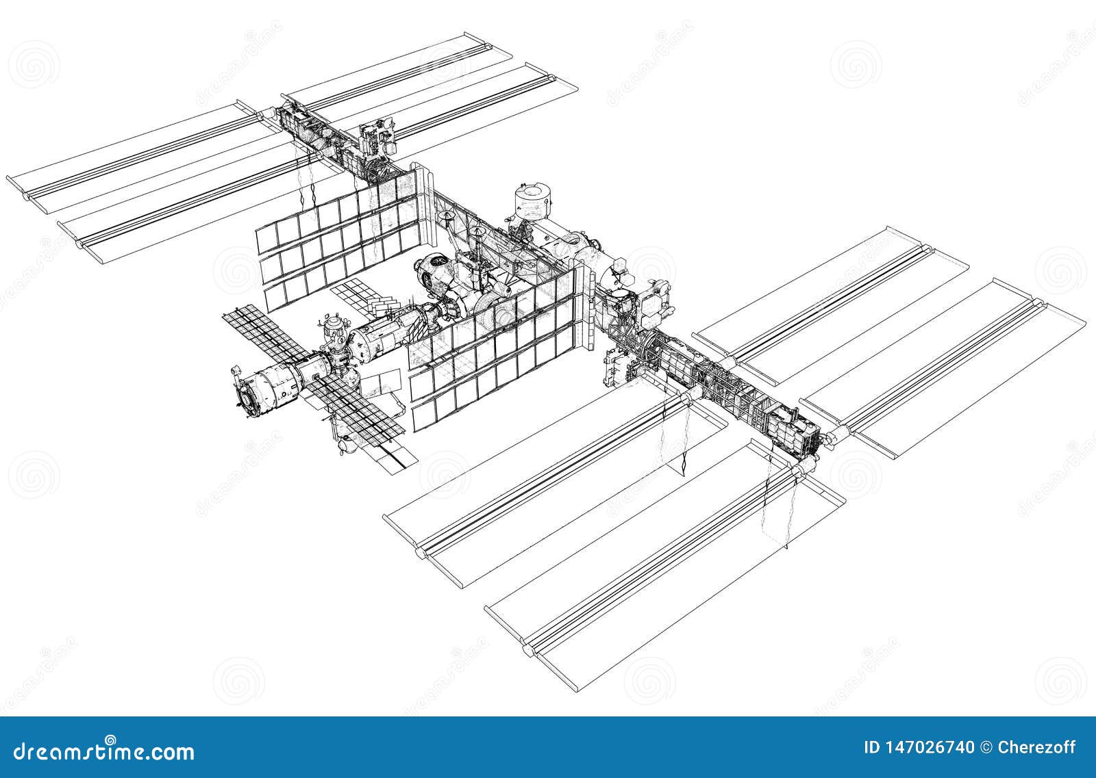 International Space Station Outline. Vector Stock Vector - Illustration ...