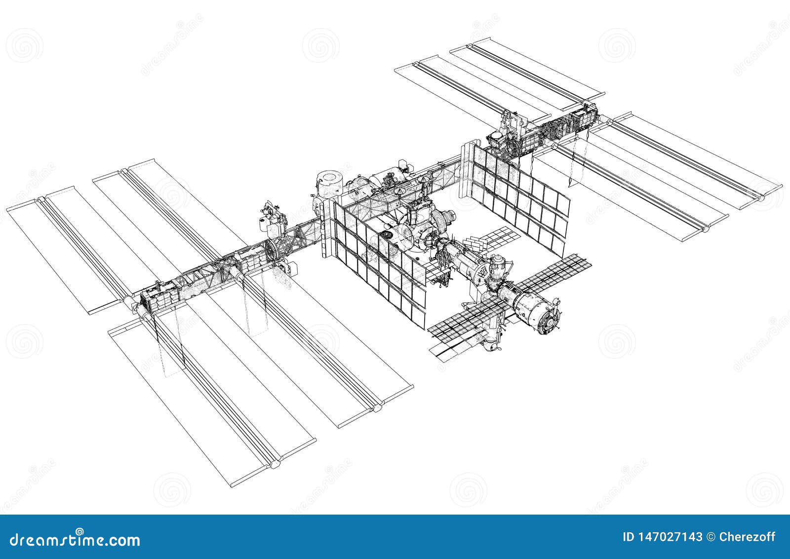 International Space Station Outline. Vector Stock Vector - Illustration ...