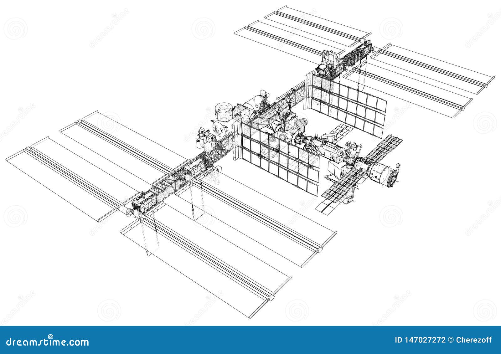 International Space Station Outline. Vector Stock Vector - Illustration ...