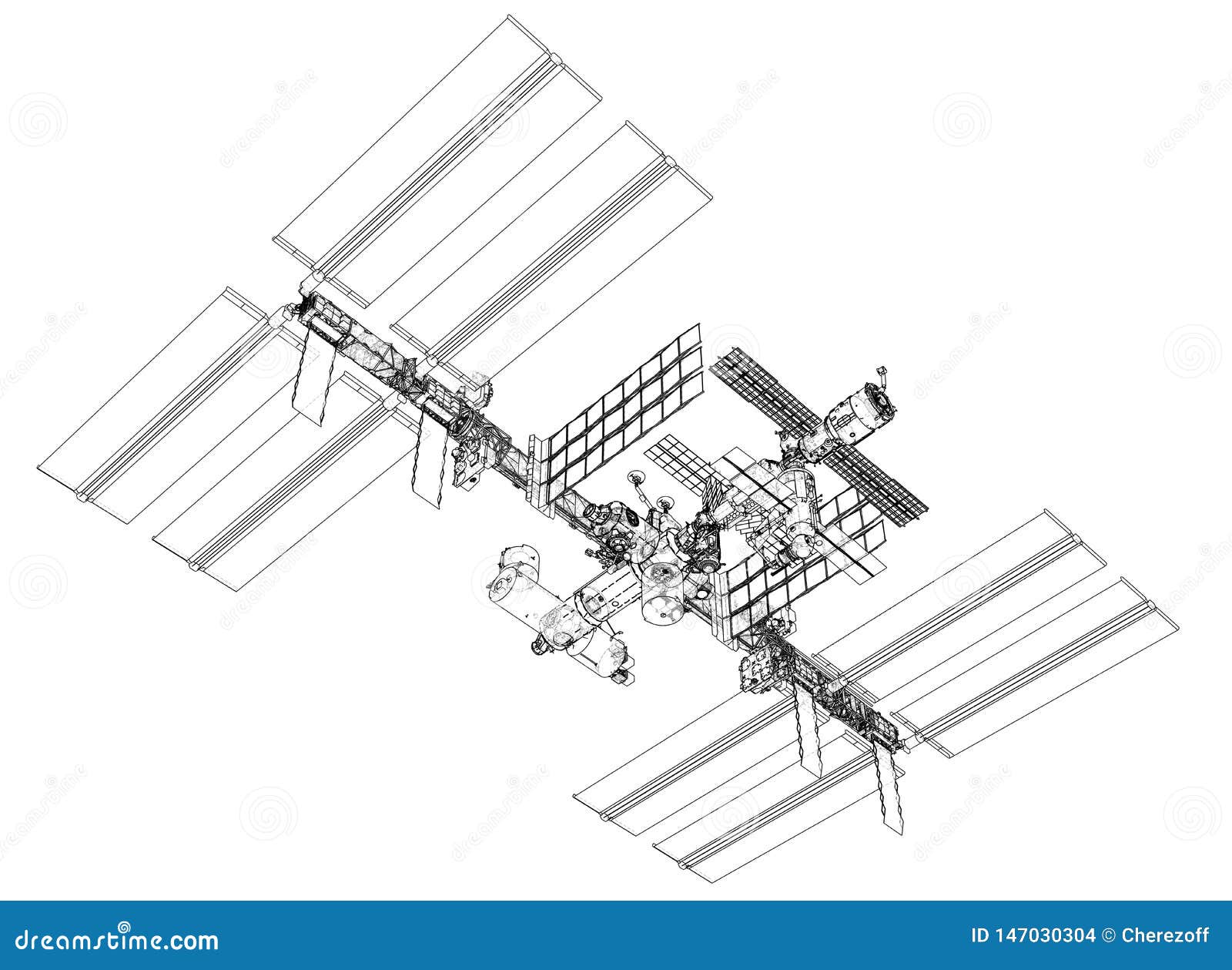 International Space Station Outline. Vector Stock Vector - Illustration ...