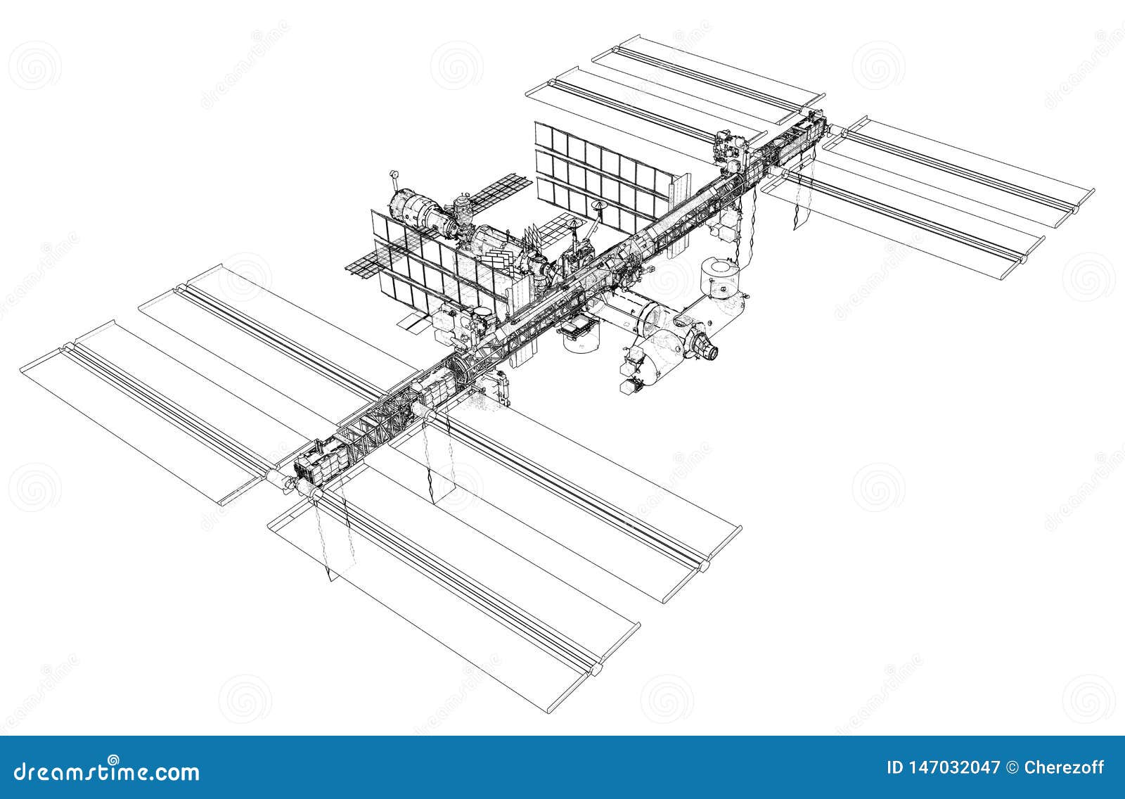 International Space Station Outline. Vector Stock Vector - Illustration ...