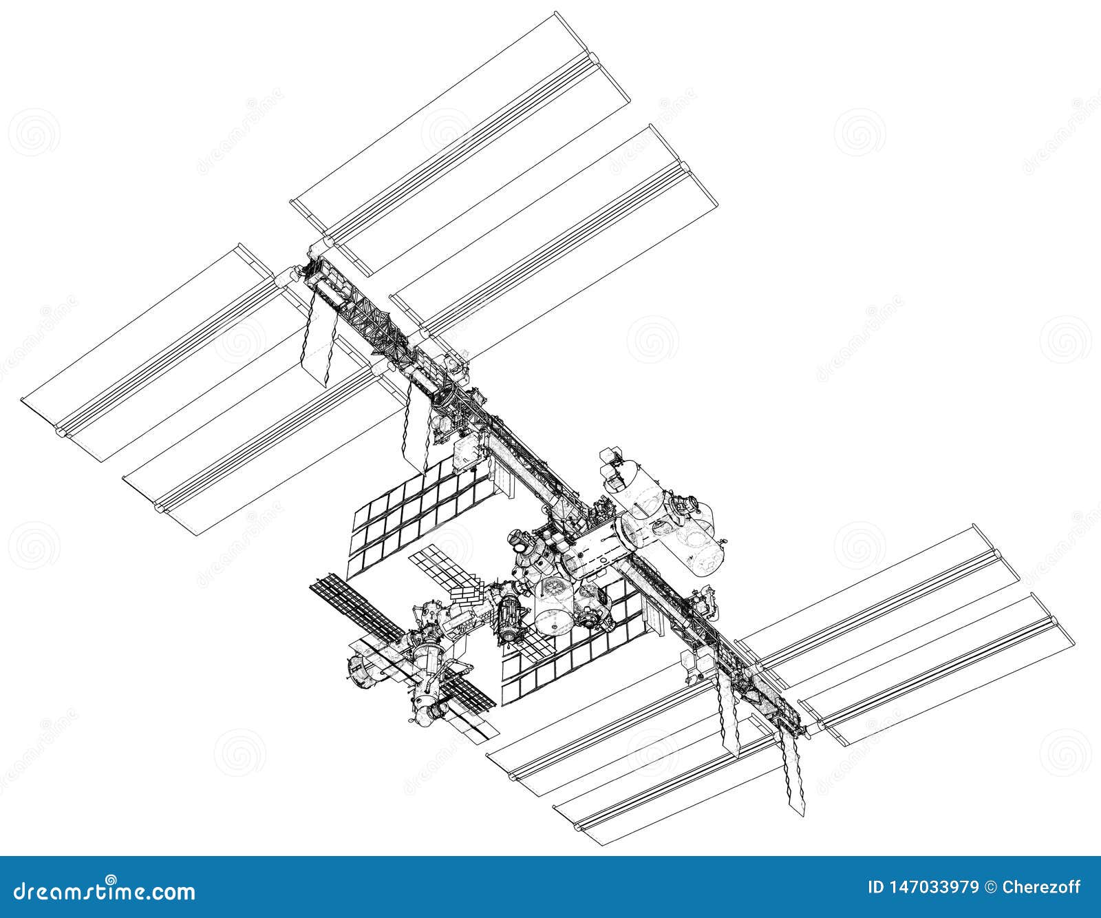 International Space Station Outline. Vector Stock Vector - Illustration ...