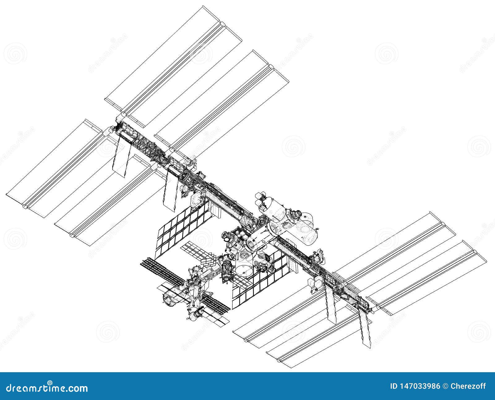 International Space Station Outline. Vector Stock Vector - Illustration ...