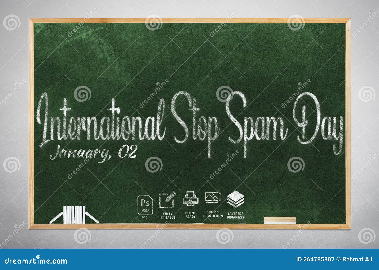 International Stop Spam Day, January 02 Editable Chalk Text Effect ...
