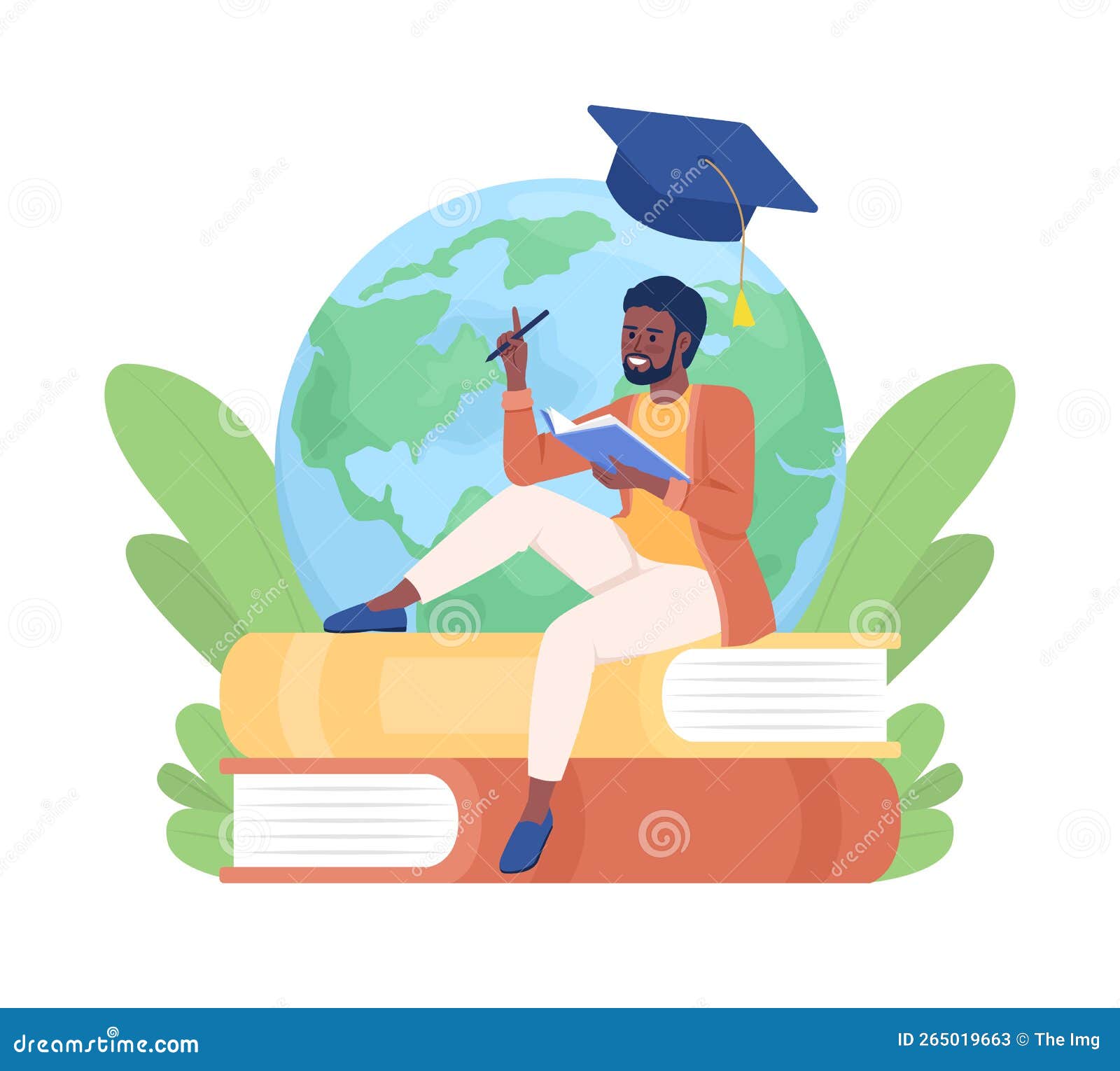 International Student Flat Concept Vector Illustration Stock Vector ...