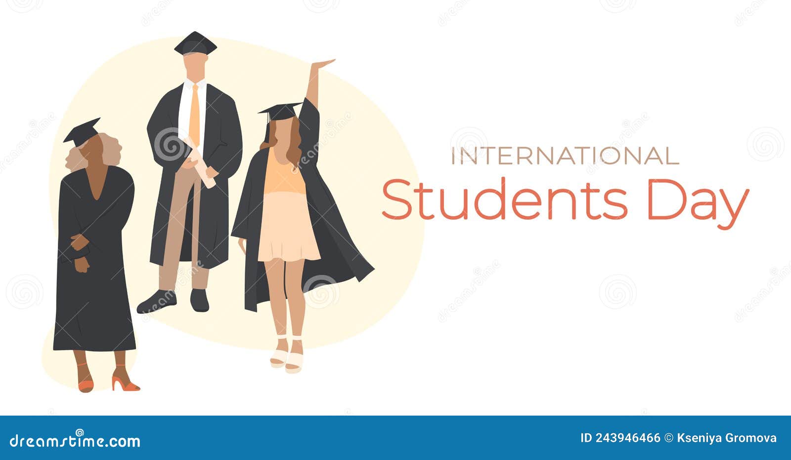 International Students Day. Banner. a Group of Different Students ...