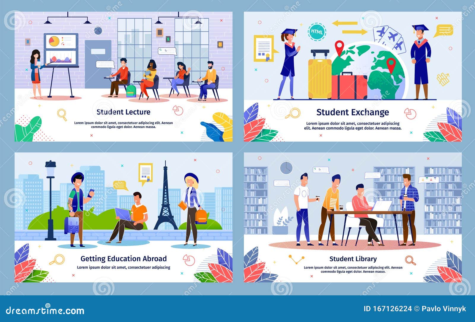 International Students Education Vector Banners Stock Vector ...