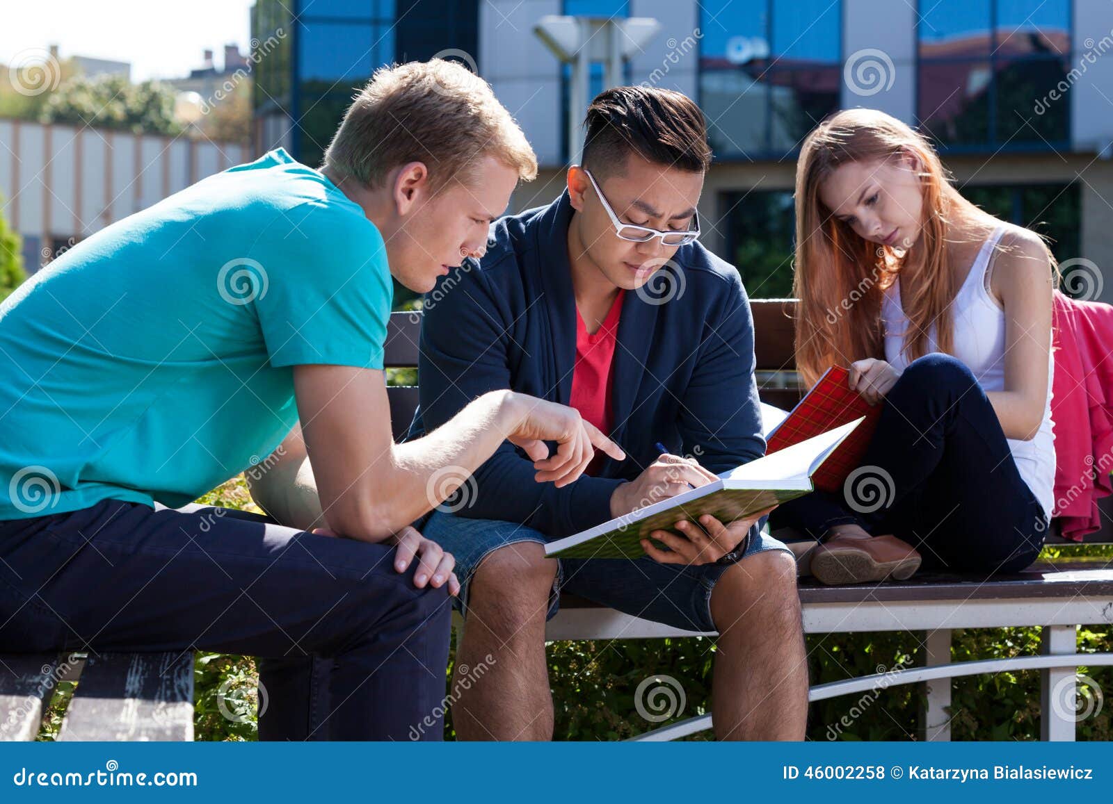 International Students Learning Together Outside Stock Photo - Image of ...