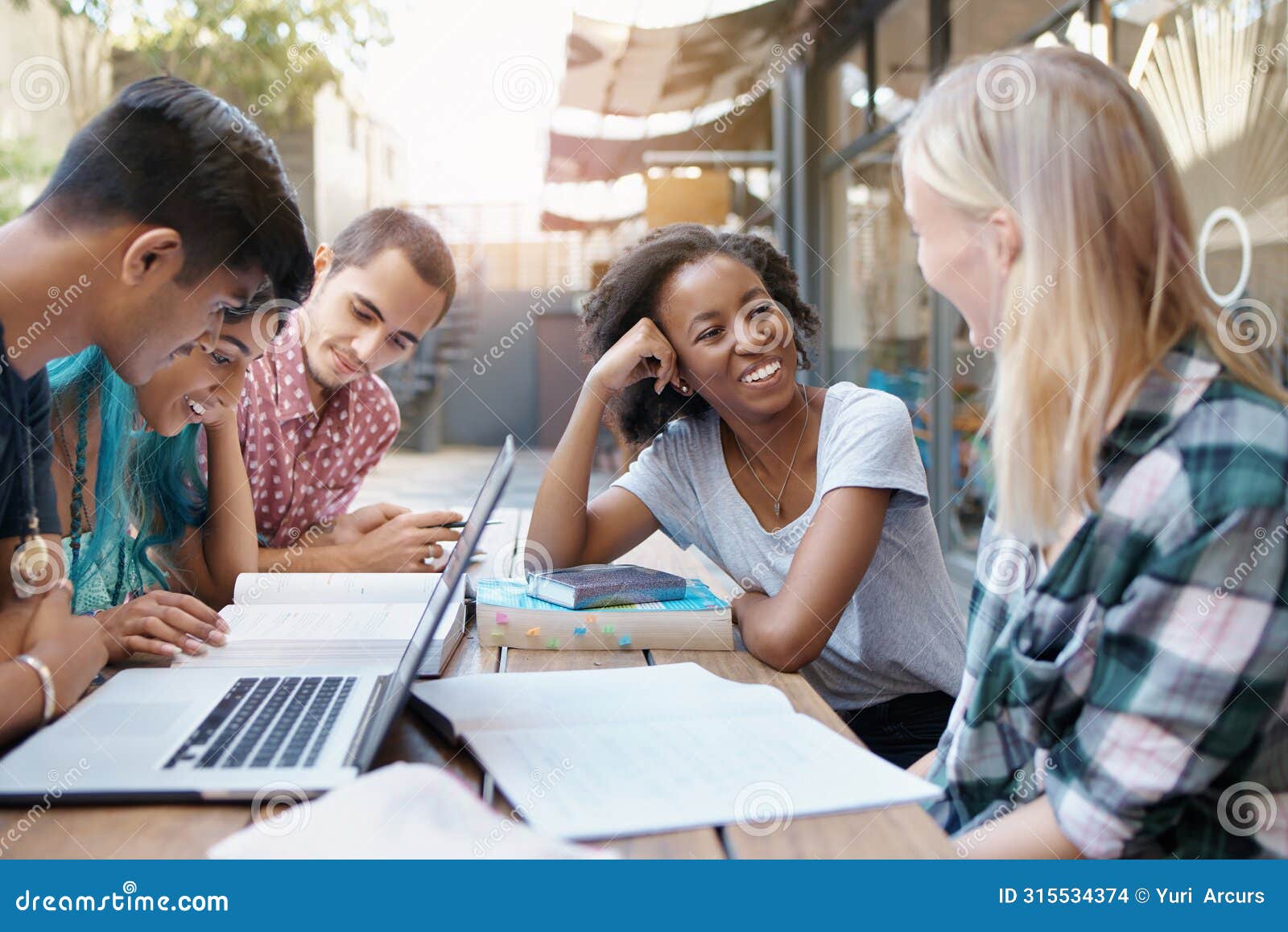 International, Students and Study on Campus at College with Friends and ...