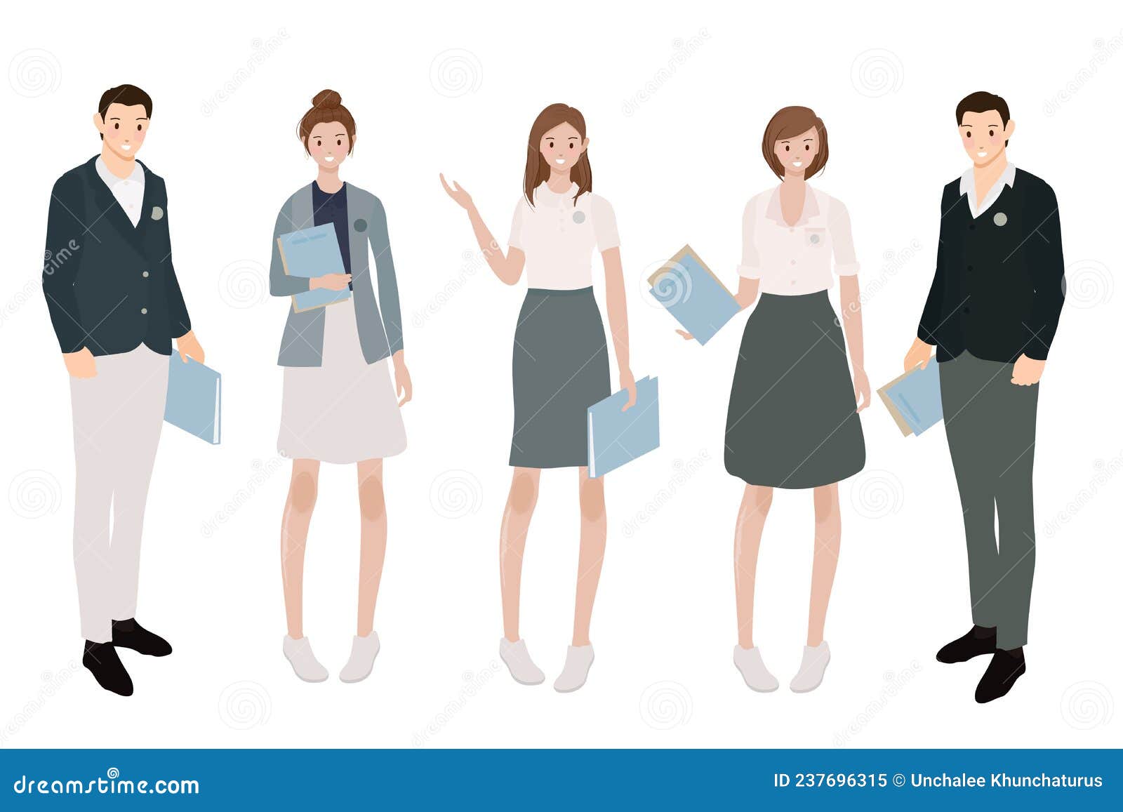 International Students in Uniform Collection Stock Vector ...