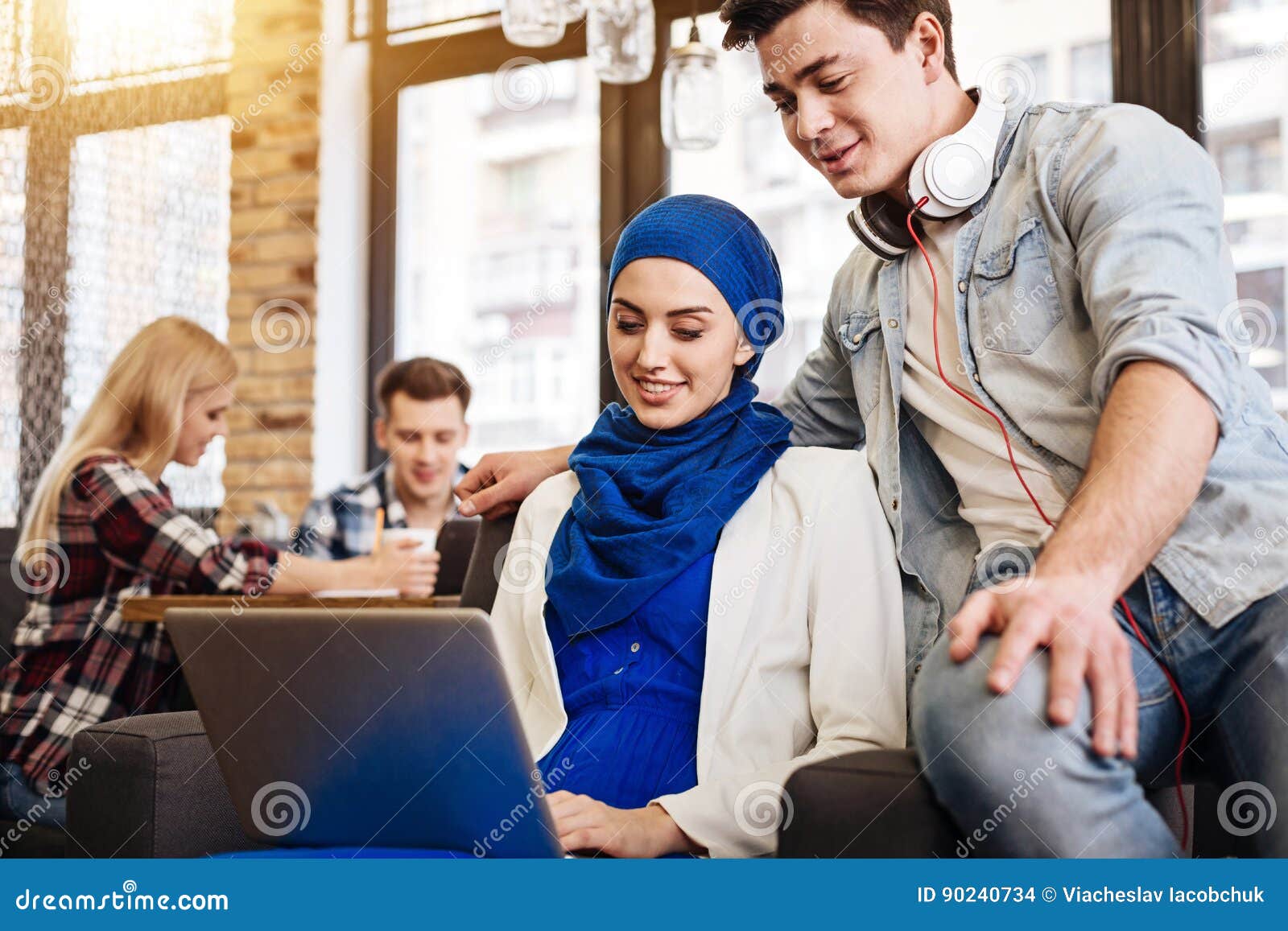 International Students Using Laptop Stock Photo - Image of carefree ...