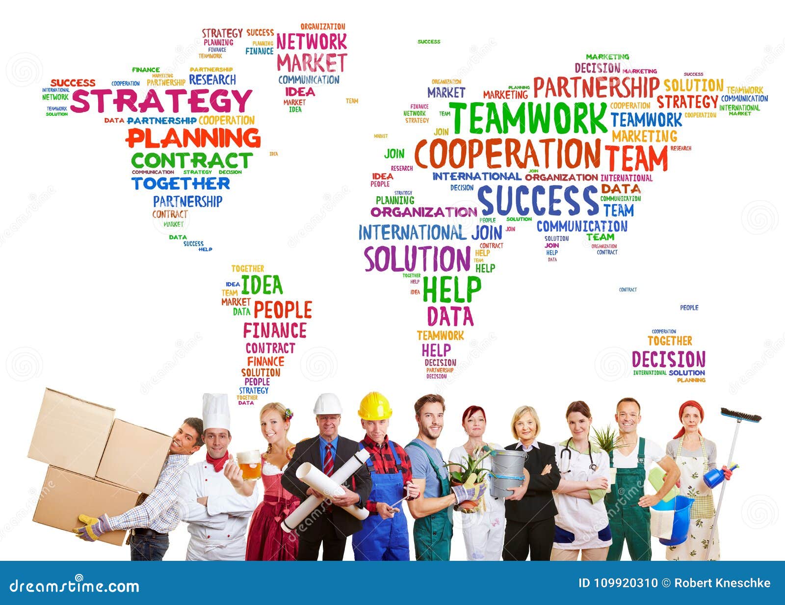 International Teamwork with Many Professions Stock Photo - Image of ...