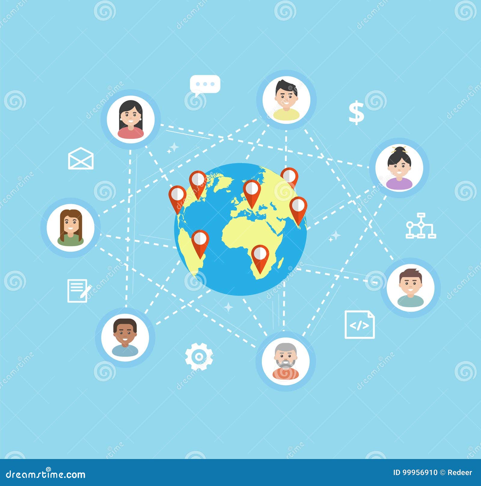 International Teamwork - Vector Flat Illustration. Stock Vector ...