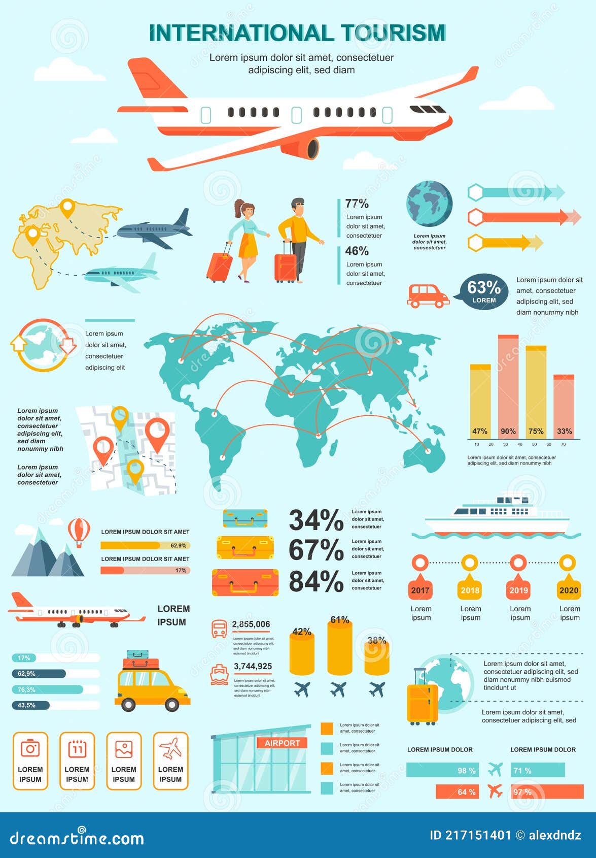 International Tourism Banner With Infographic Elements Stock ...