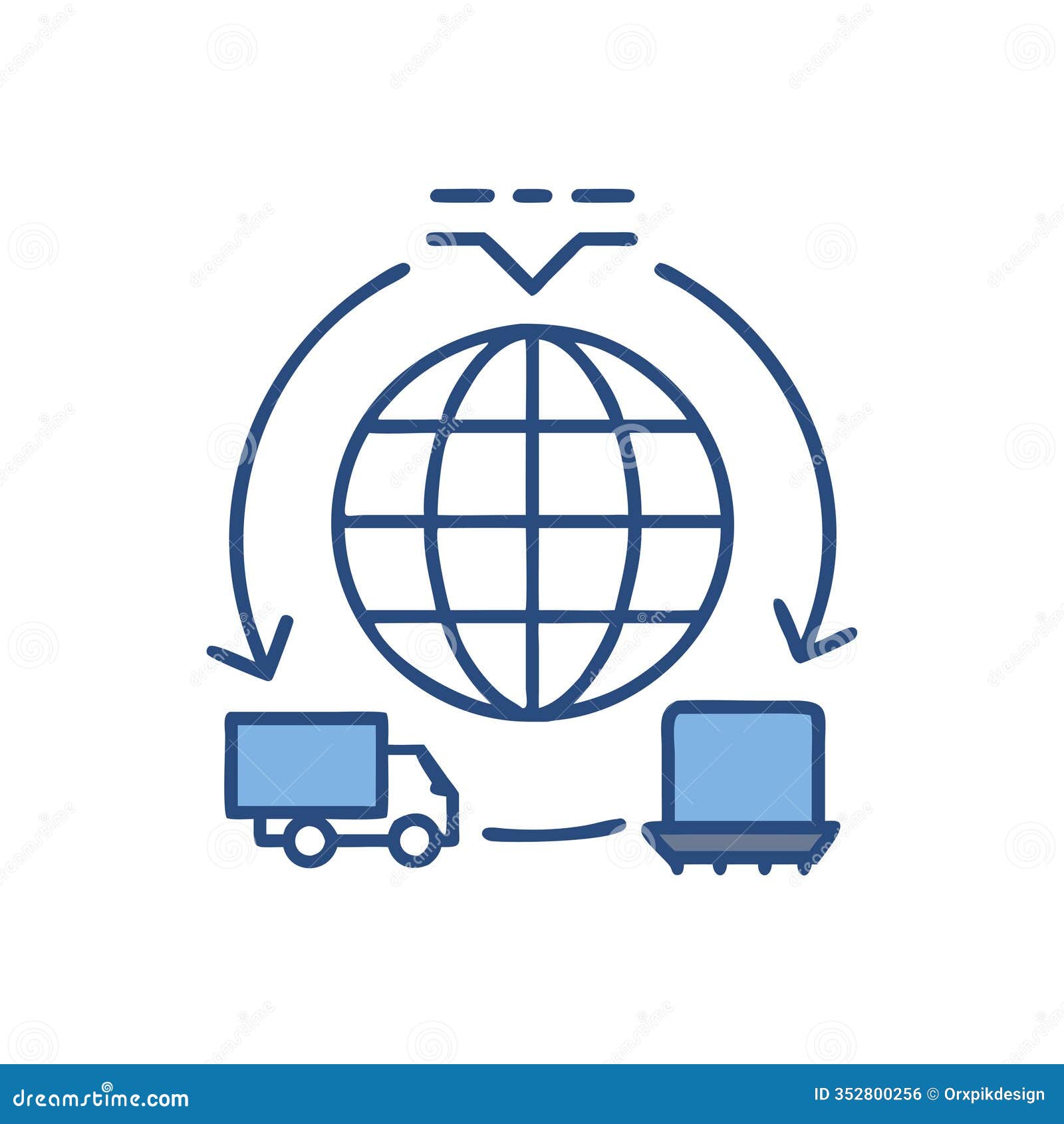 Global Commerce In Motion: A Colorful Map Of Trade Connections. Royalty ...