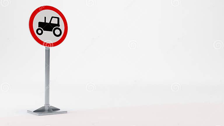International Traffic Sign Plate Isolated On White No Tractors Road Signs Stock Illustration