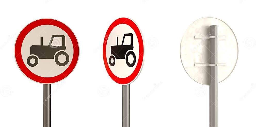 International Traffic Sign Plate Isolated On White No Tractors Road Signs Stock Illustration