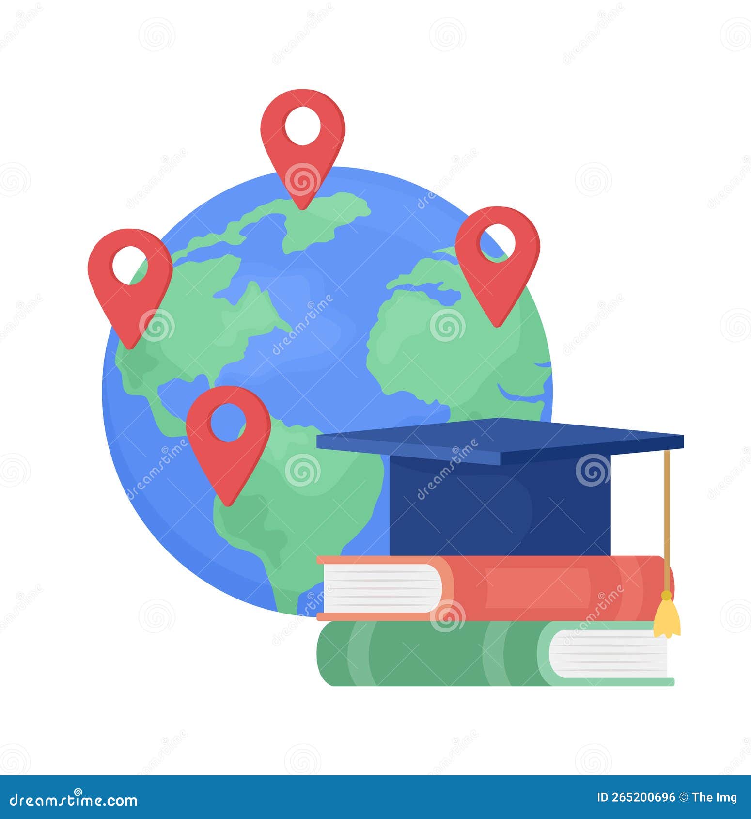 International Universities Flat Concept Vector Cartoon Illustration ...