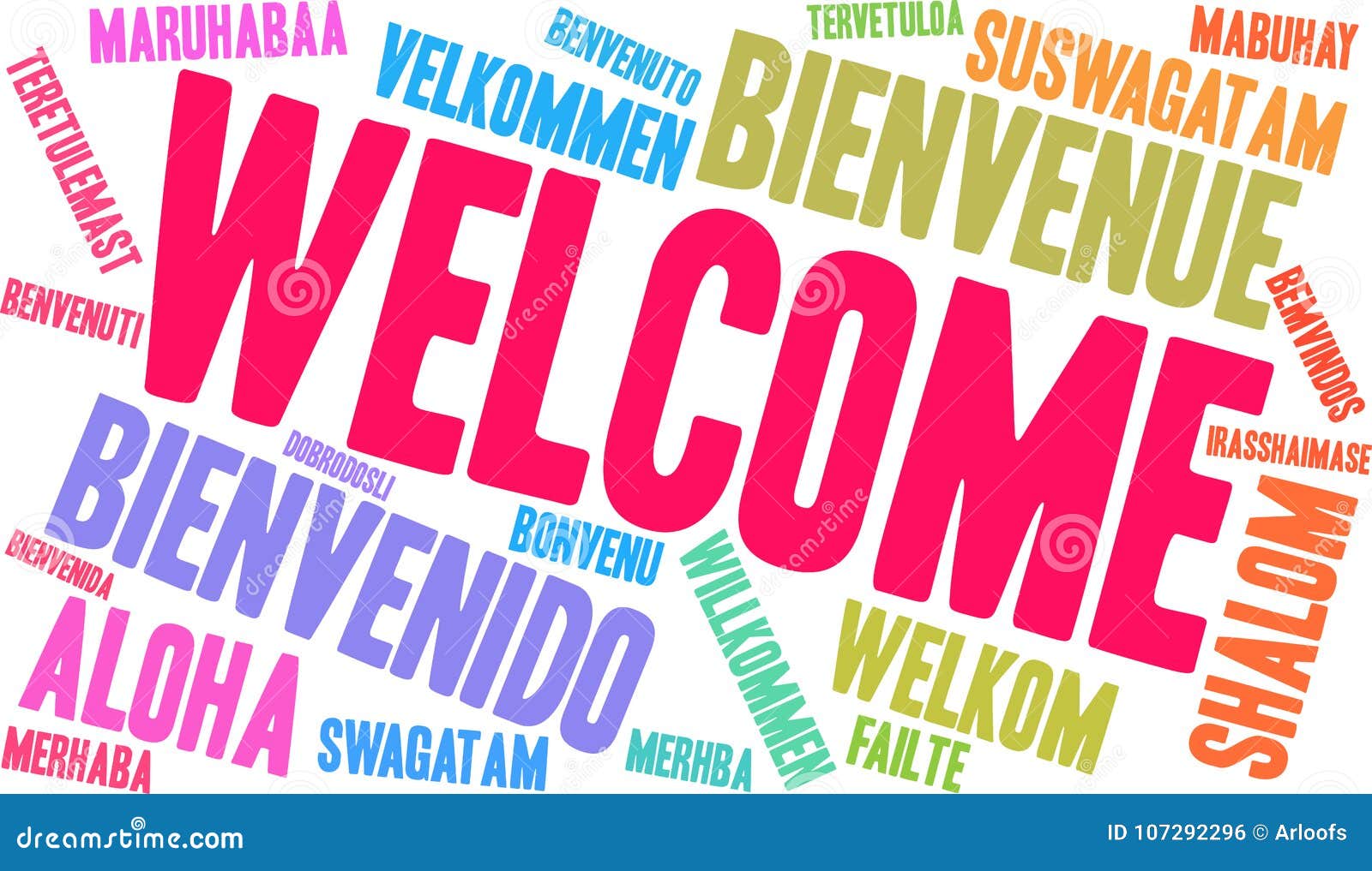 International Welcome Word Cloud Stock Illustration - Illustration of ...