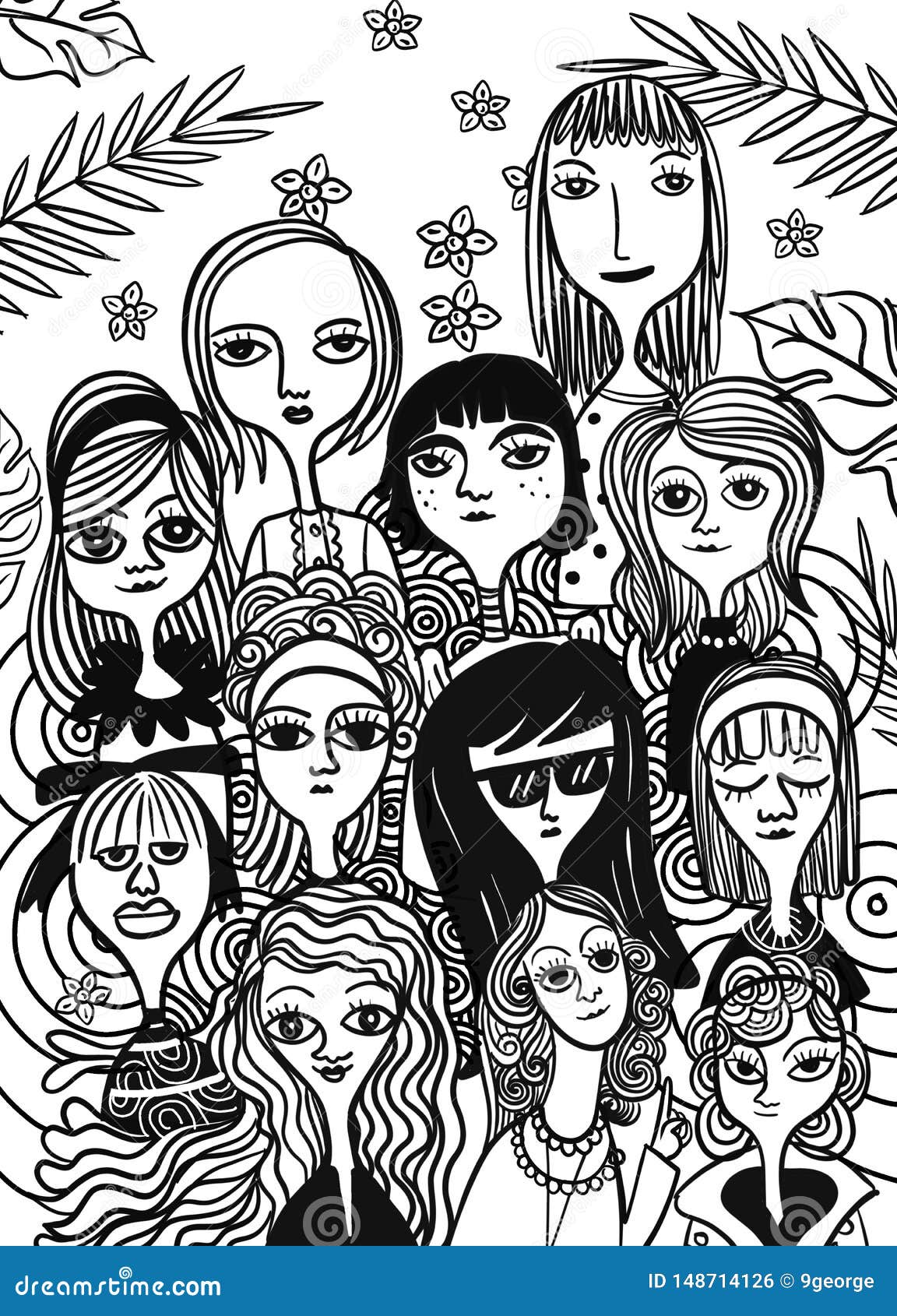 International Women`s Day. Vector Pattern with Women Faces,Vector ...