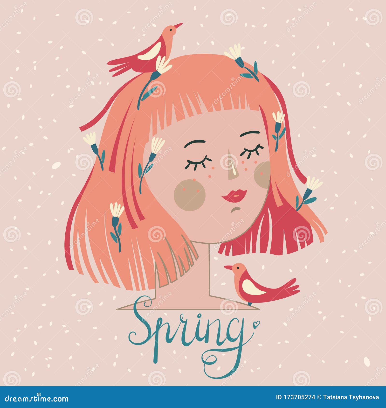 Modern Vector Illustration with the Spring Theme. Spring Character ...