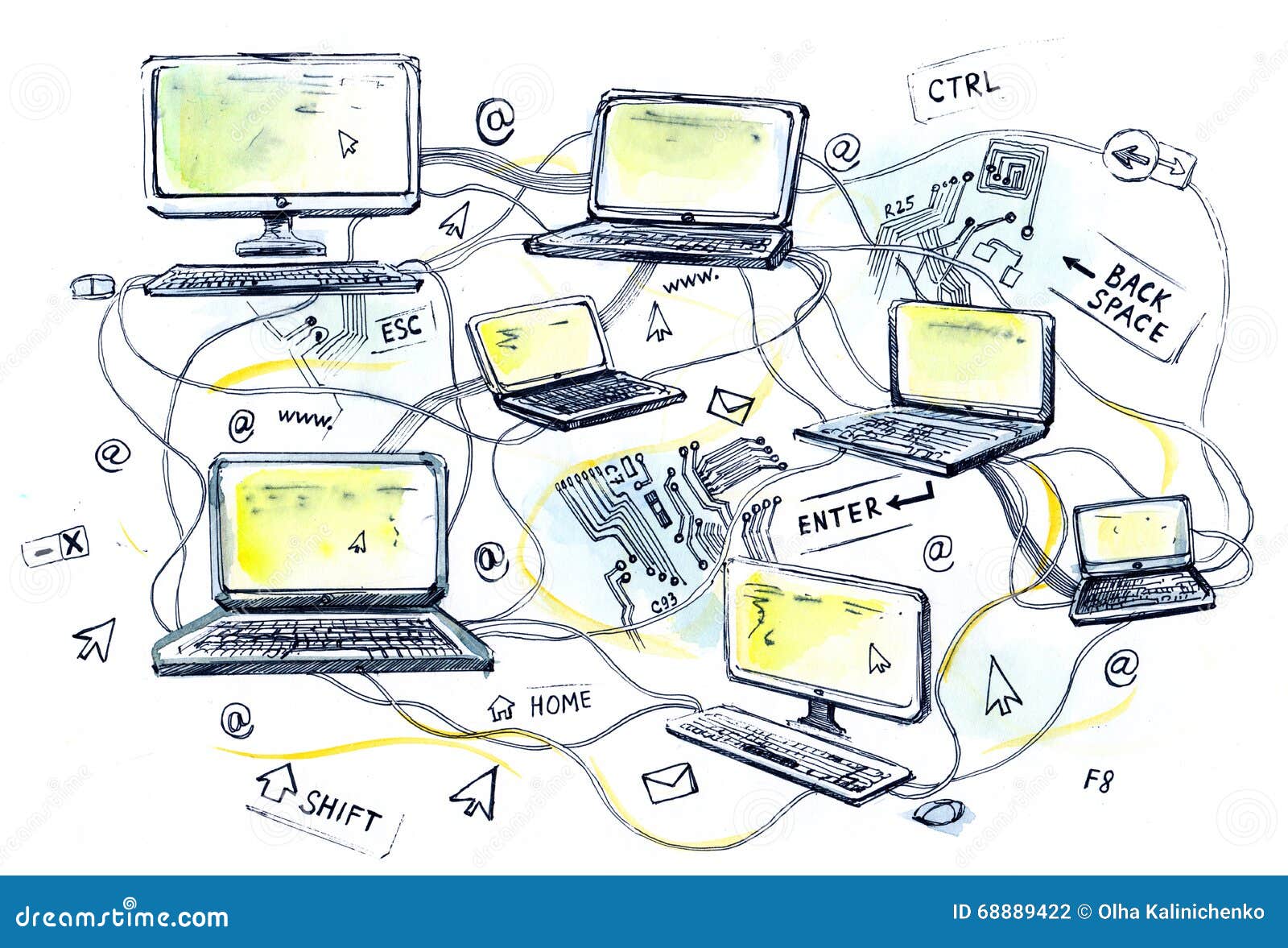 Internet illustration stock. Illustration du domestique - 68889422