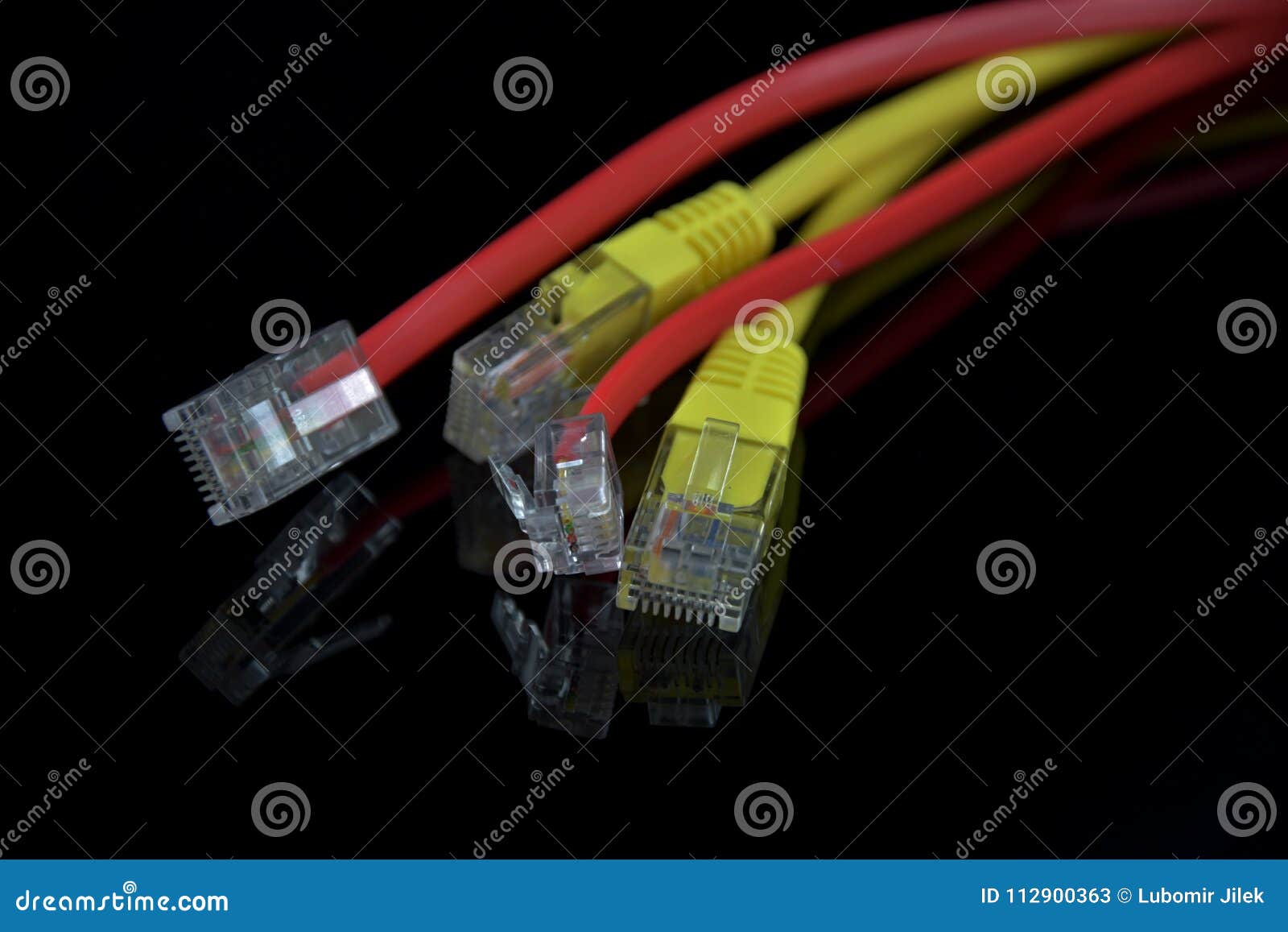 Internet Access. Wires for Internet Connection on a Black Background ...