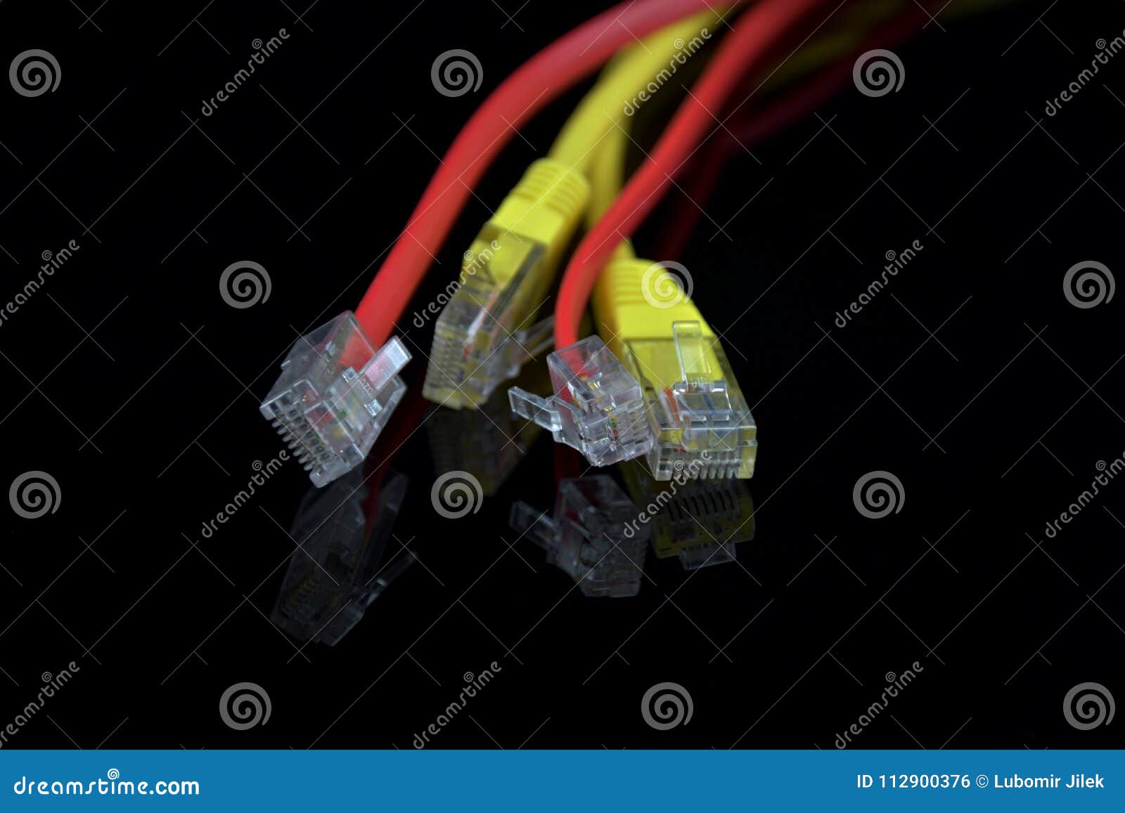 Internet Access. Wires for Internet Connection on a Black Background ...