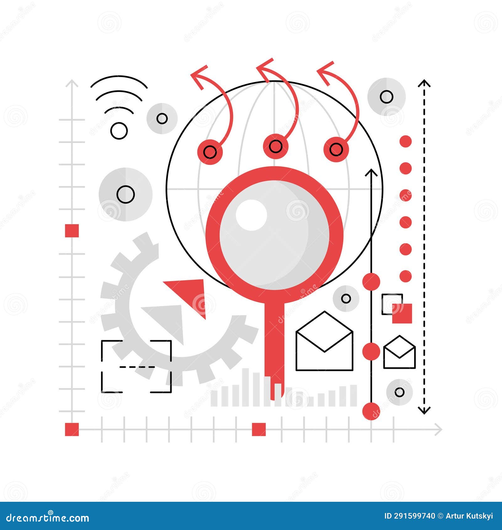 Internet active search stock vector. Illustration of building - 291599740