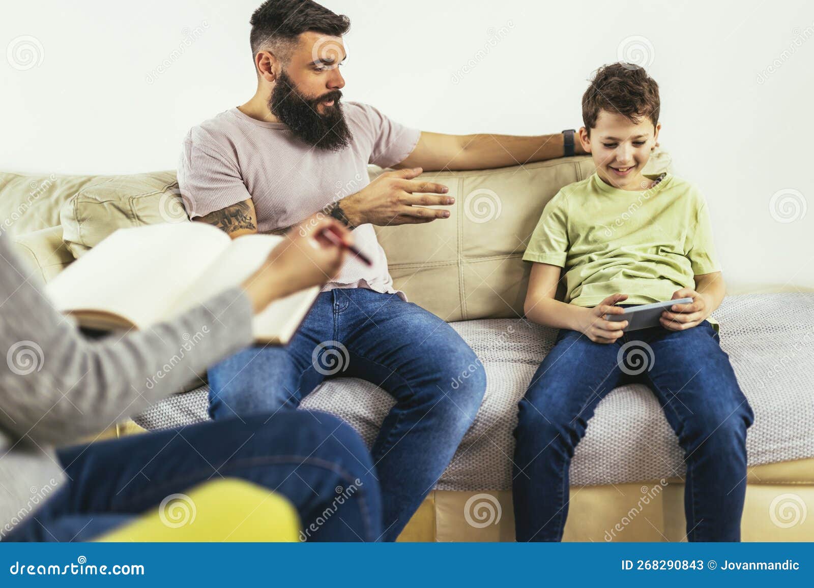 Internet Addicted Boy Visiting Therapist with His Father Stock Image ...
