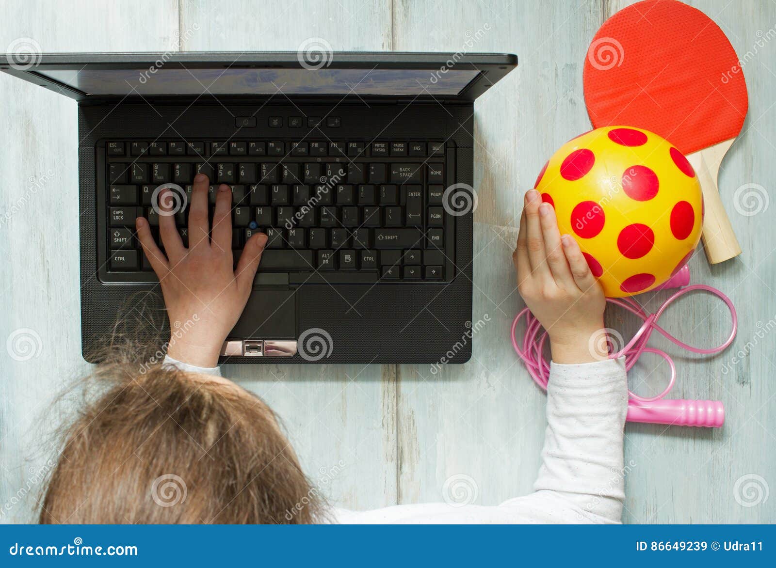 Internet Addiction and Computers Concept with Kid and Laptop Stock ...