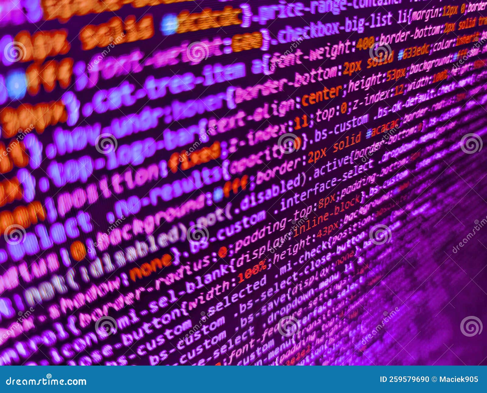Internet App Development and Design. Displaying Program Code on Computer. Front-end Applications ...